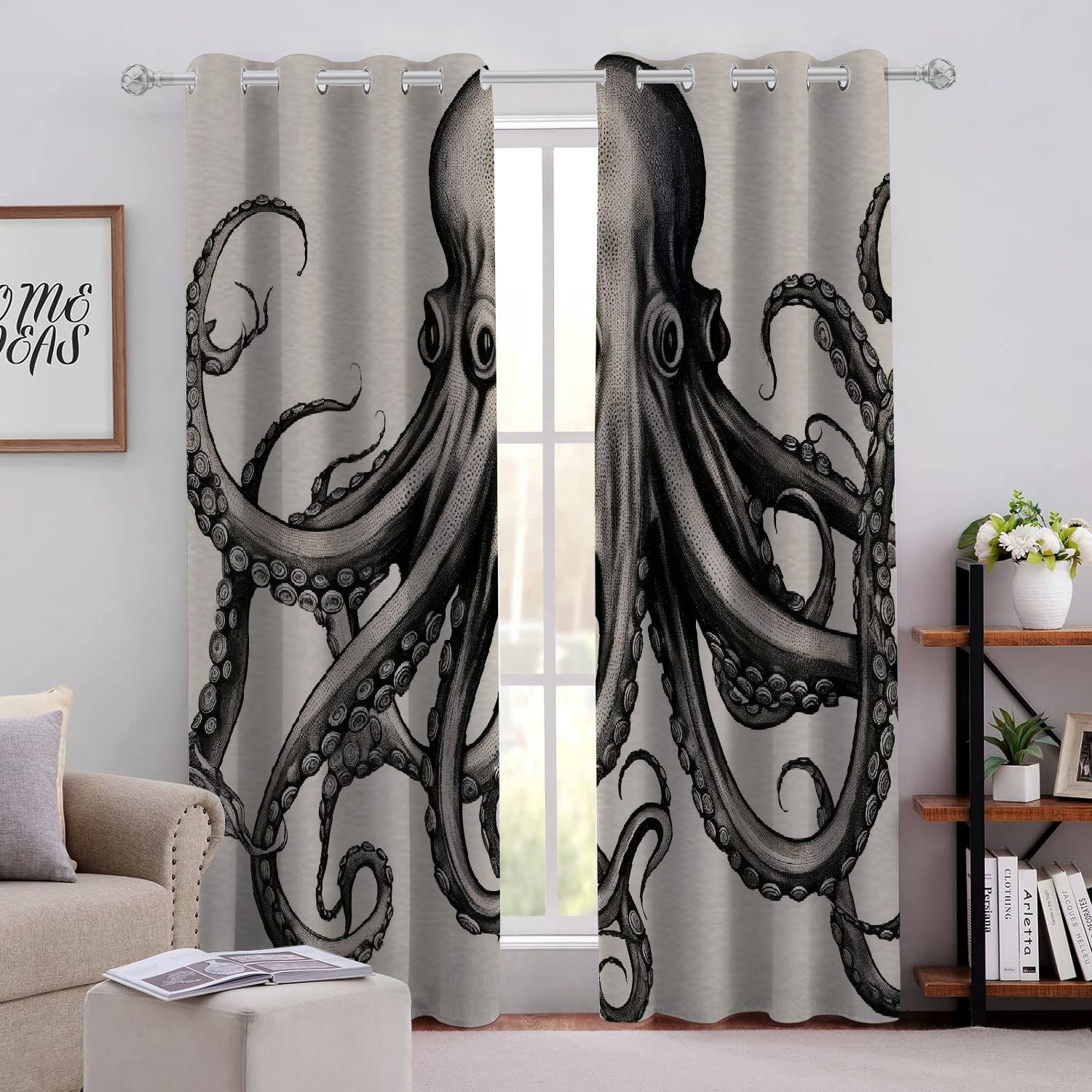Canfashion Octopus Crown Haeckel Perforated Light Blocking Curtains 2 ...