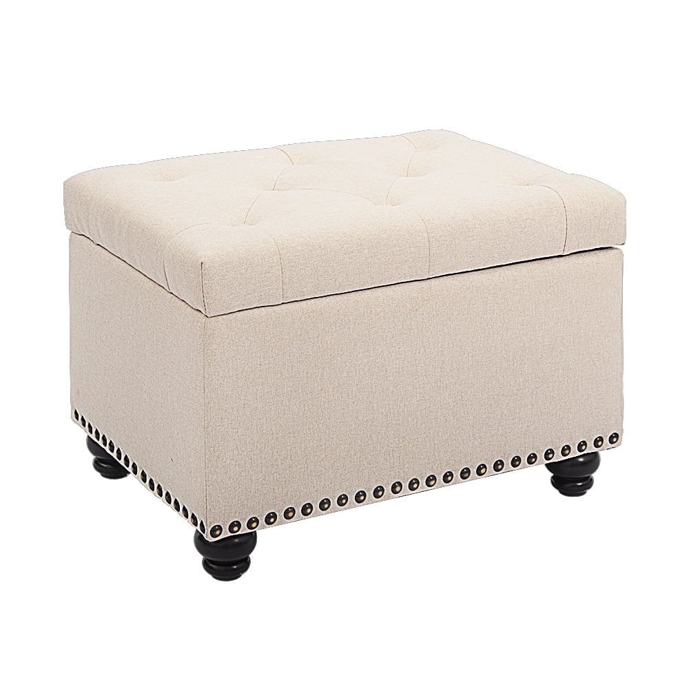 CangLong 24 Inch Tufted Bedroom Storage Ottoman Bench, Linen Lift Top ...