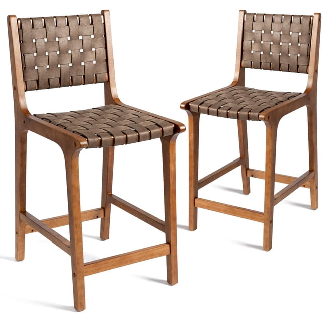 CangLong, Counter Stool Barstool 24 Inch Seat Height,Set of 2,Brown ...