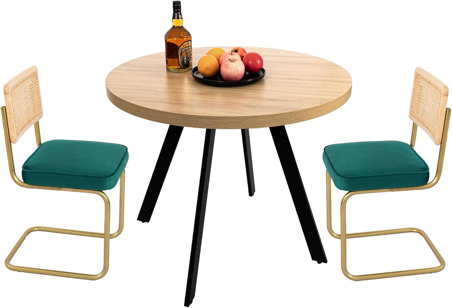 CangLong Round Dining Table Set for 2, Mid Century Modern Small Kitchen ...