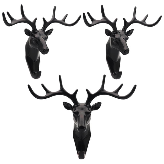 Cangder 3Pcs Deer Wall Hooks Antlers Wall Hooks/Hanger, Black Animal ...
