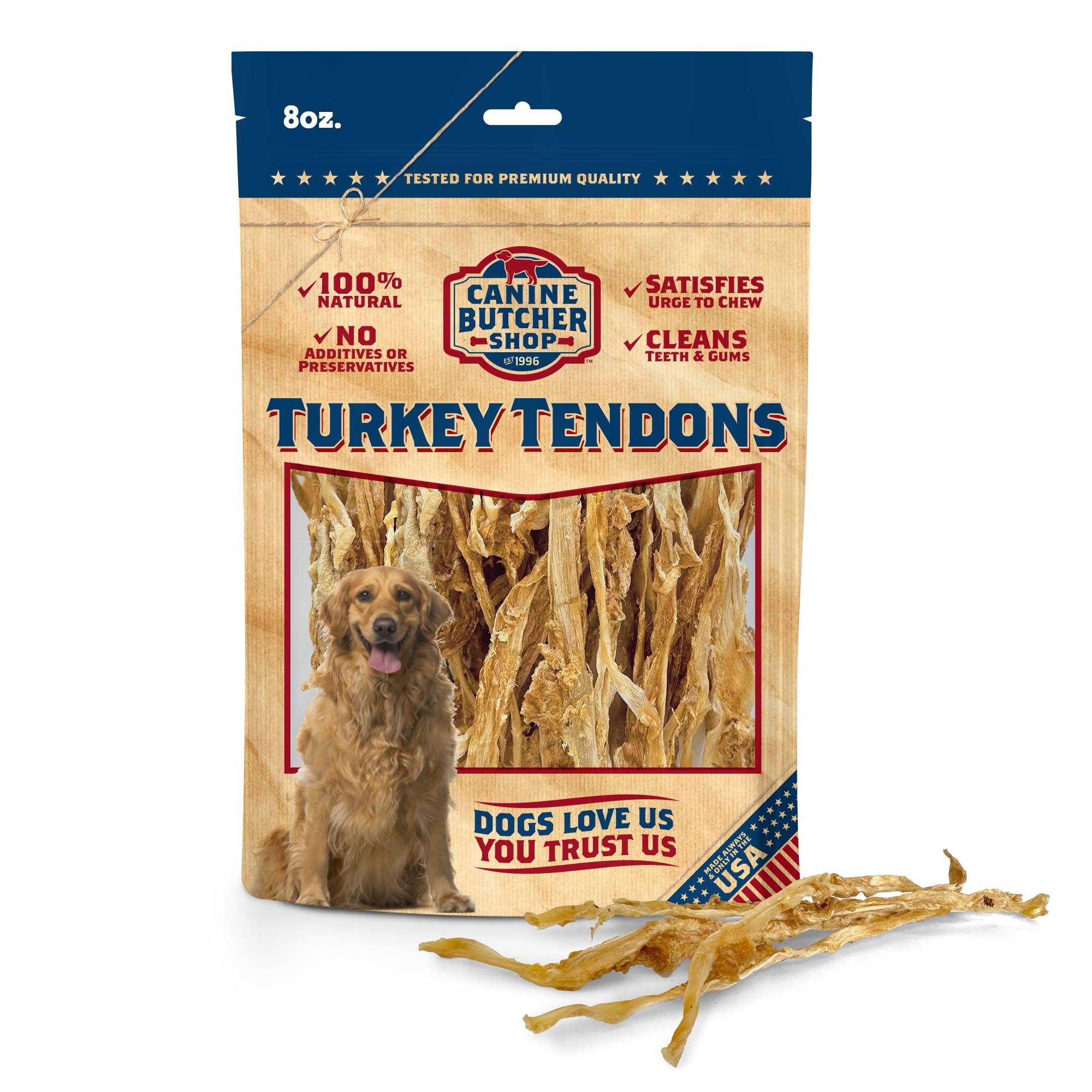 Canine Butcher Shop Turkey YPF5 Tendons for Dogs Made USA, Raised USA ...