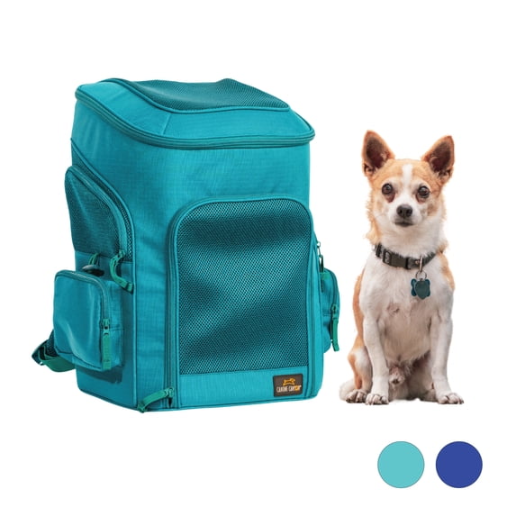 Canine Canyon Gio Backpack Dog & Cat Carrier, Teal | Ventilated Travel ...