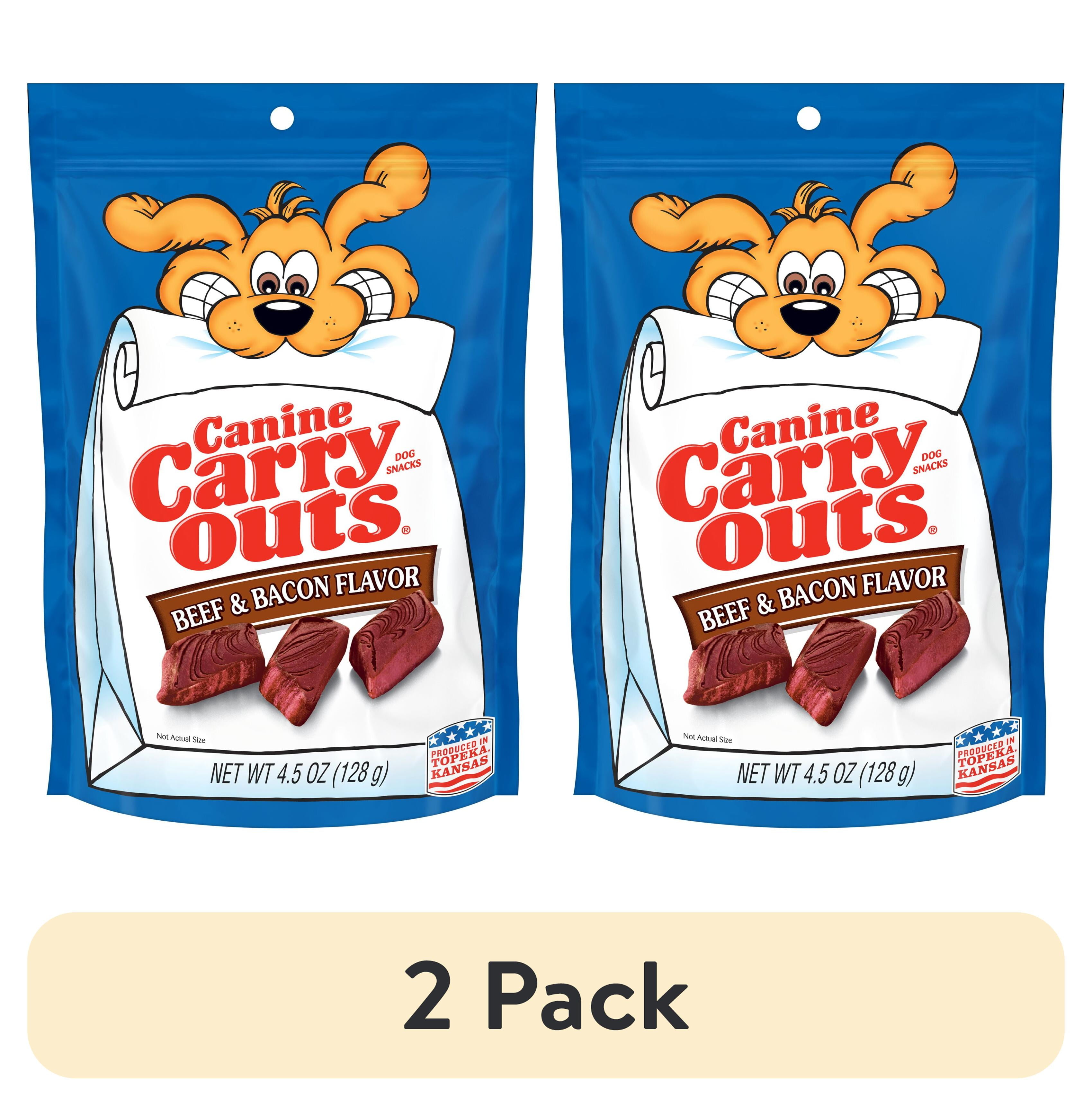(2 pack) Canine Carry Outs Beef & Bacon Flavor Dog Treats, 4.5oz Bag ...