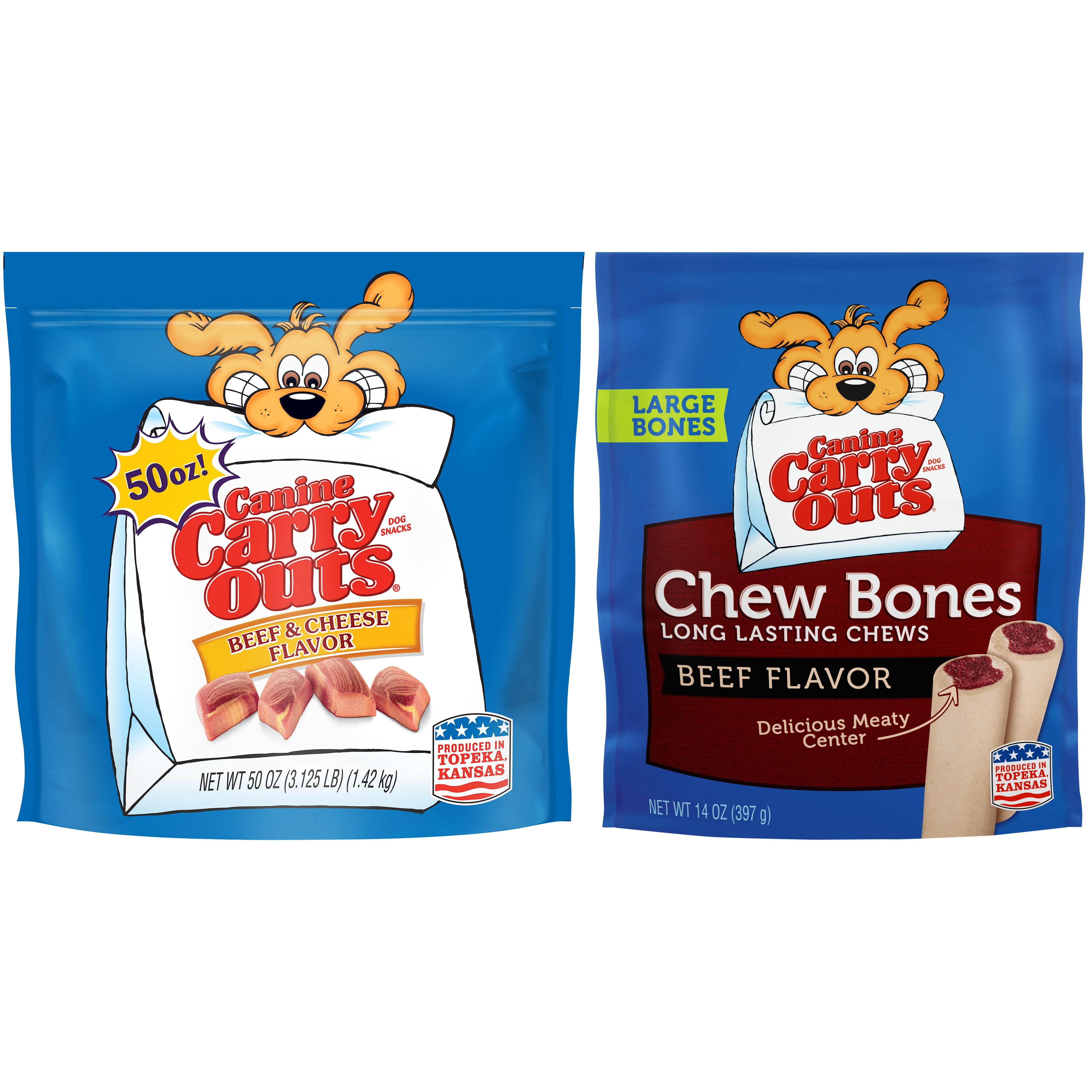 Canine Carry Outs Beef & Cheese and Chew Bones Beef Flavor Snacks Value ...