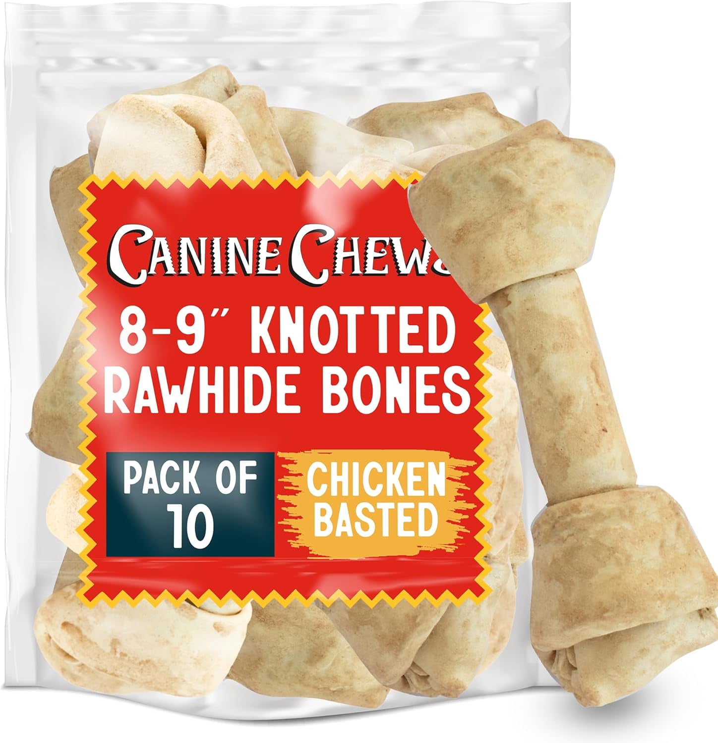 Canine Chews 8-9" XL Extra Large Rawhide Bone for Large Dogs Aggressive ...