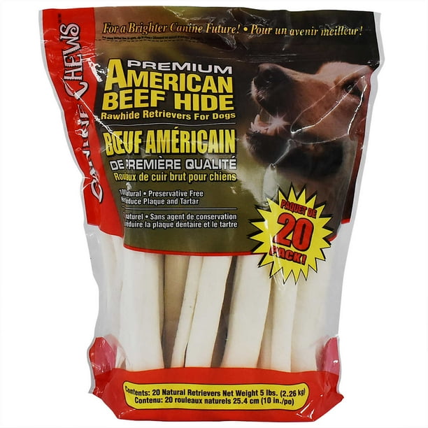 Canine Chews Premium American Beef Hide Rawhide Long Lasting Retriever ...