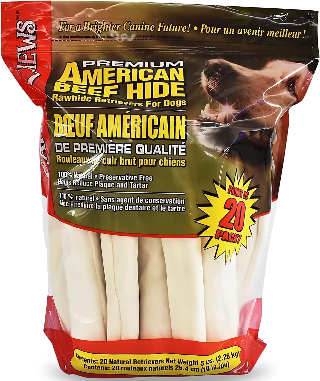 Canine Chews Jumbo American Rawhide Dog Bones Long Lasting Treats 20 Count 5 lbs for Large Dogs Walmart