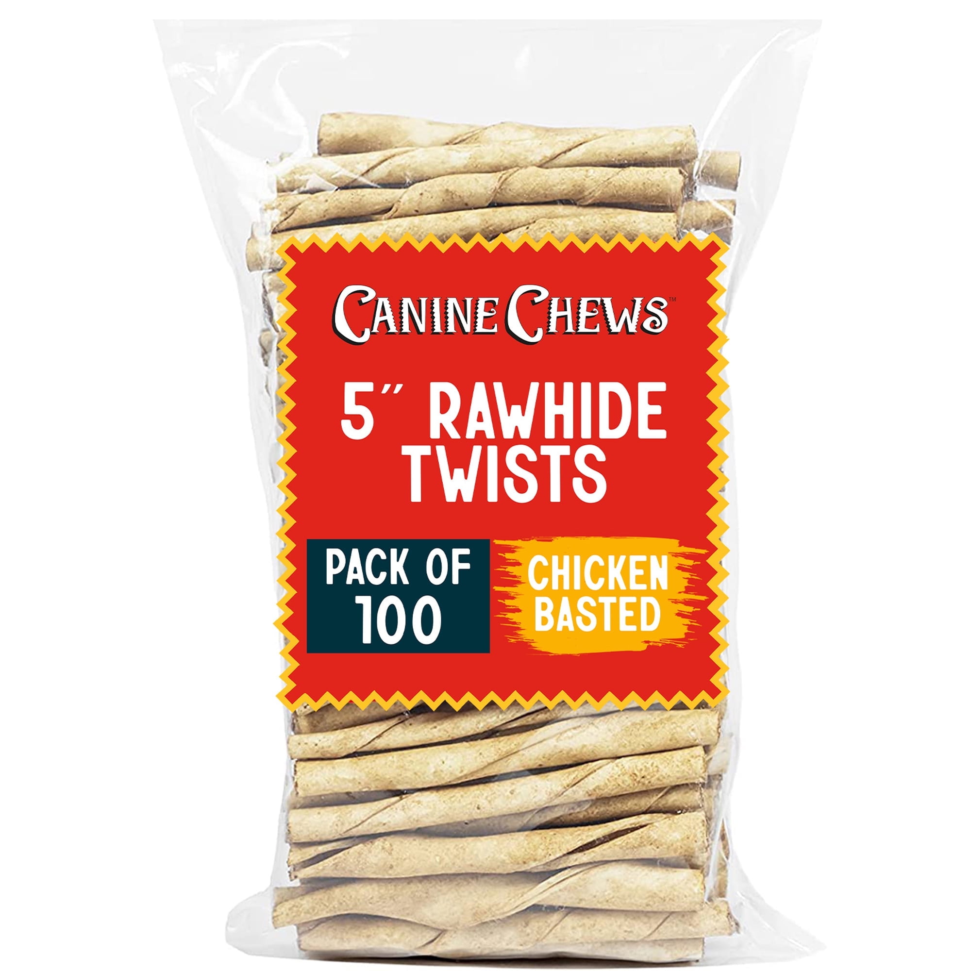 CANINE CHEWS Small Rawhide Twists For Dog Bones | Chicken Flavored ...