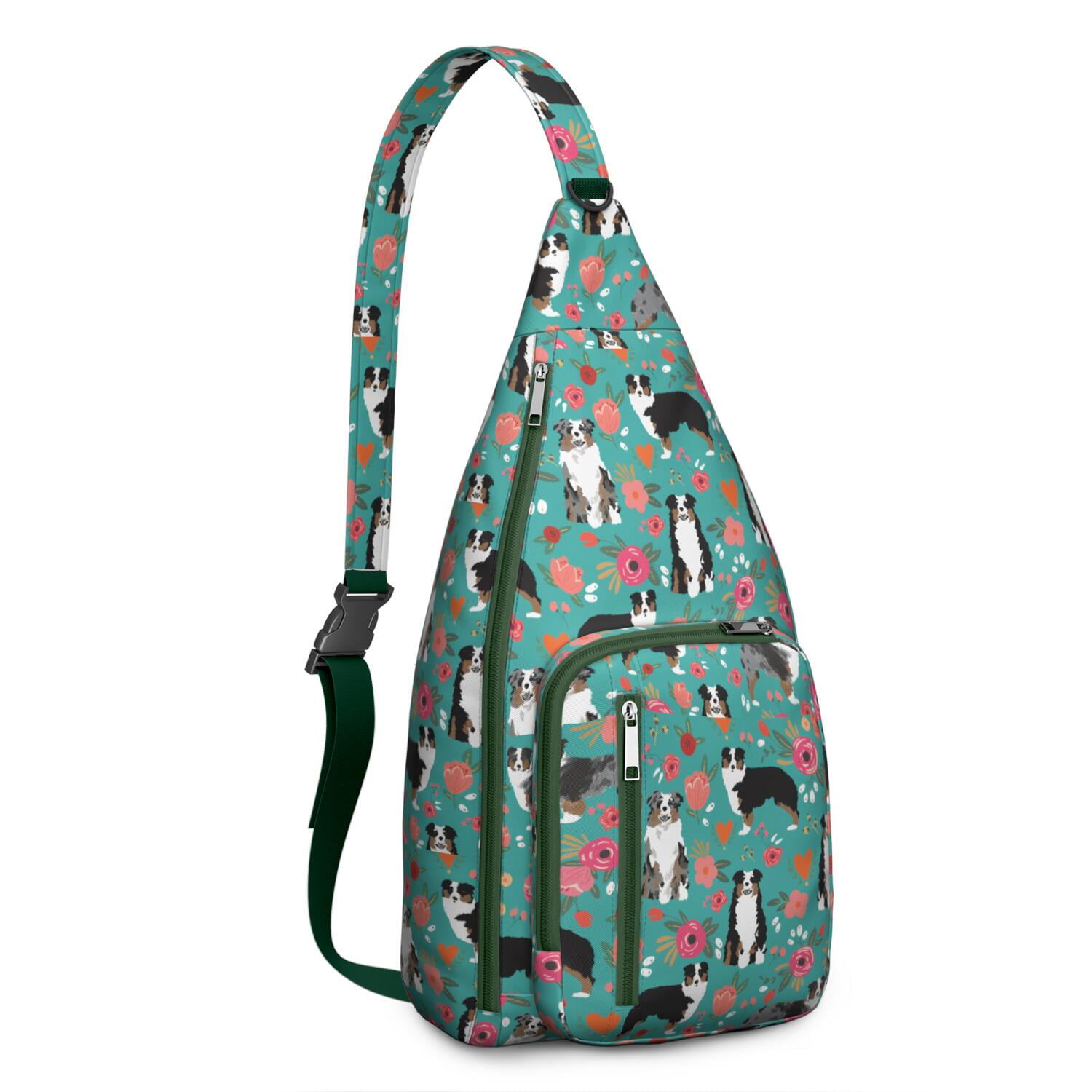 Canine Companion Sling backpack by Wakasui - Funny Dog & Floral Bone ...