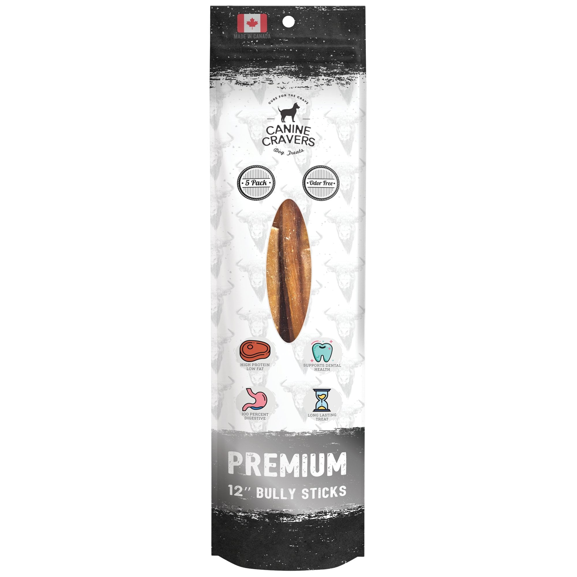 Canine Cravers Maplewood Smoked Bully Sticks 12” Inch - 100% Natural ...