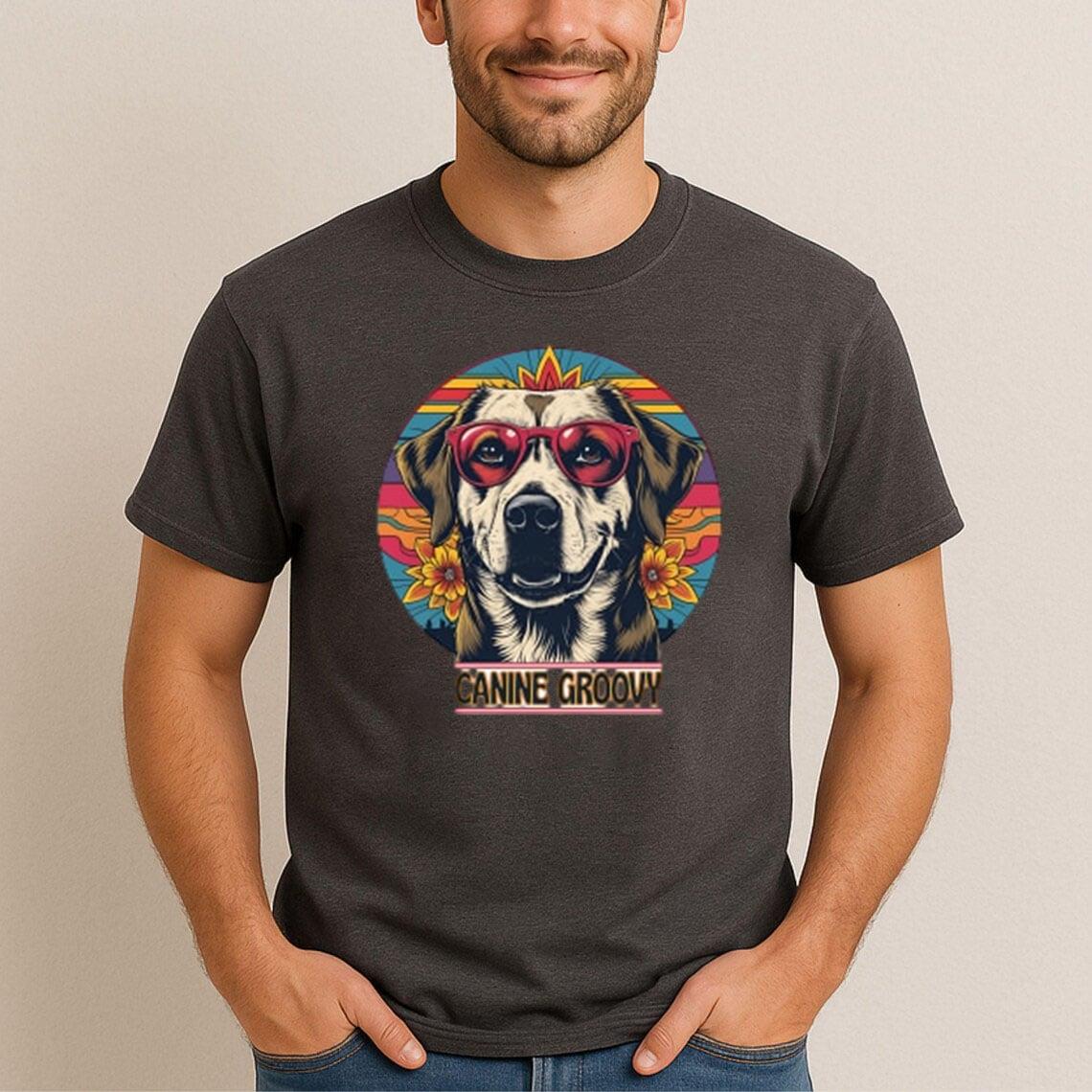 Canine Groovy Psychedelic Pup Vibes Funny Dog Lover Art Unisex T-Shirt ...