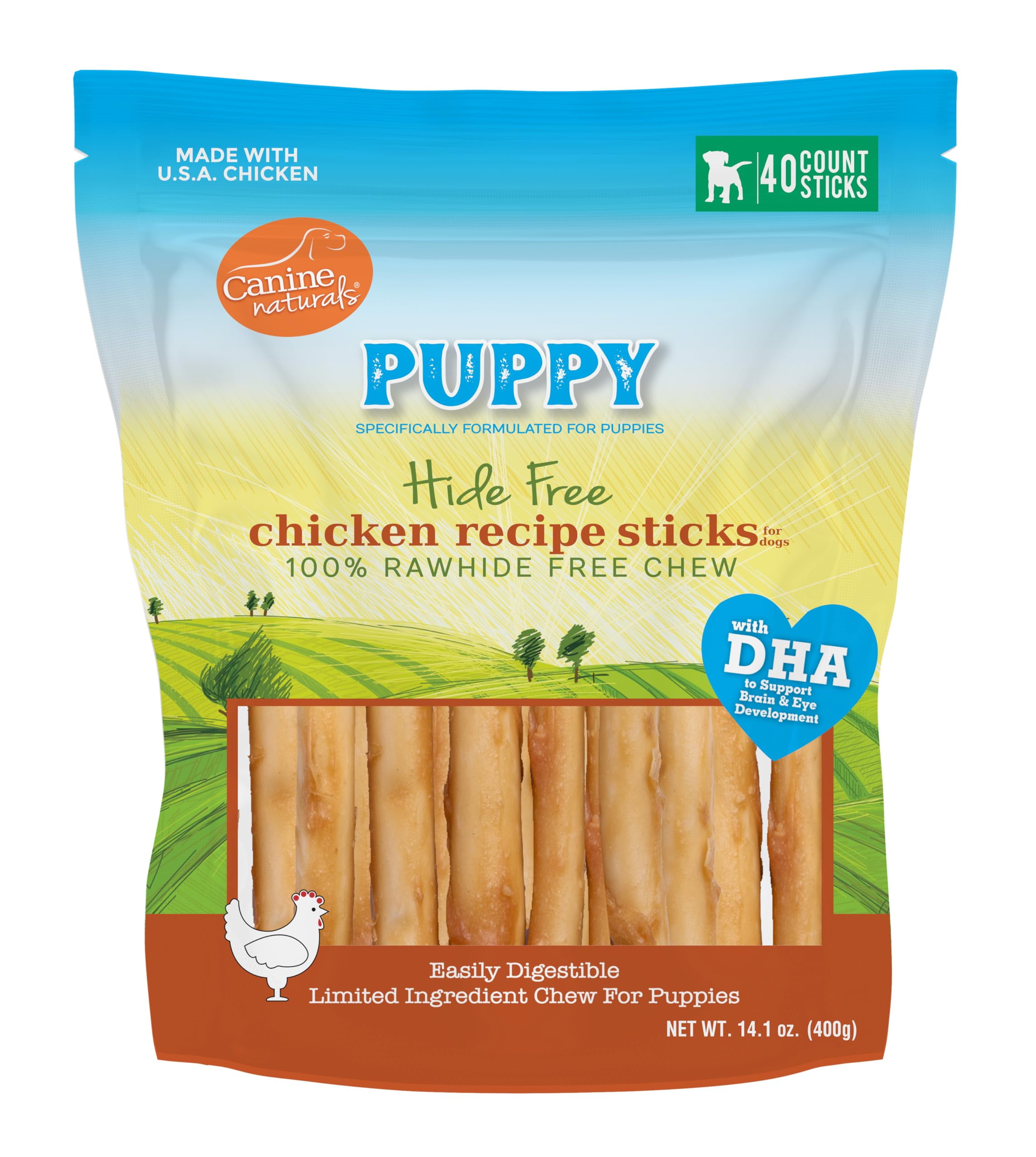Canine Naturals Puppy AJH3 Chicken and Rice Chew - Rawhide Free Puppy ...