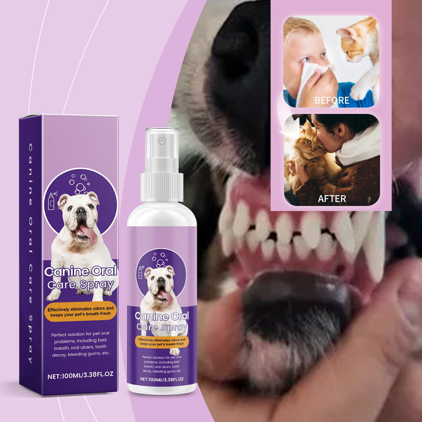 Canine Oral Care Spray Prevent Oral Disease in Dogs and Cats - Stinky ...