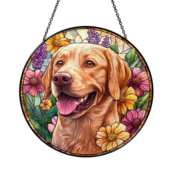 Canine Portrait Stained Glass Style Window Hanging Suncatcher, Dog Art ...