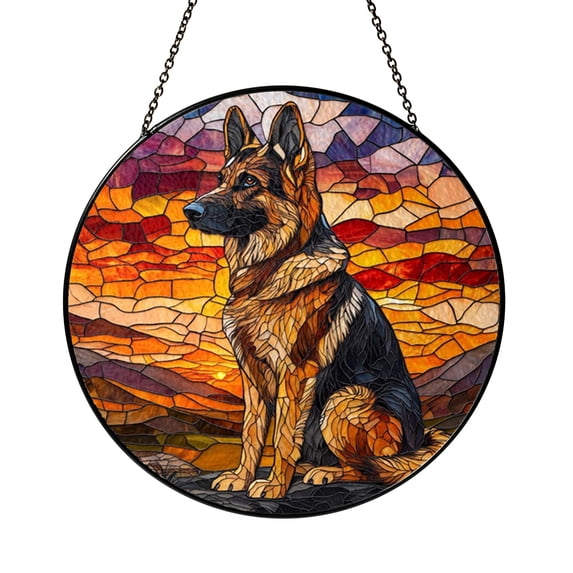 Canine Stained Glass Style Suncatcher Window Decor, Dog Art Design ...