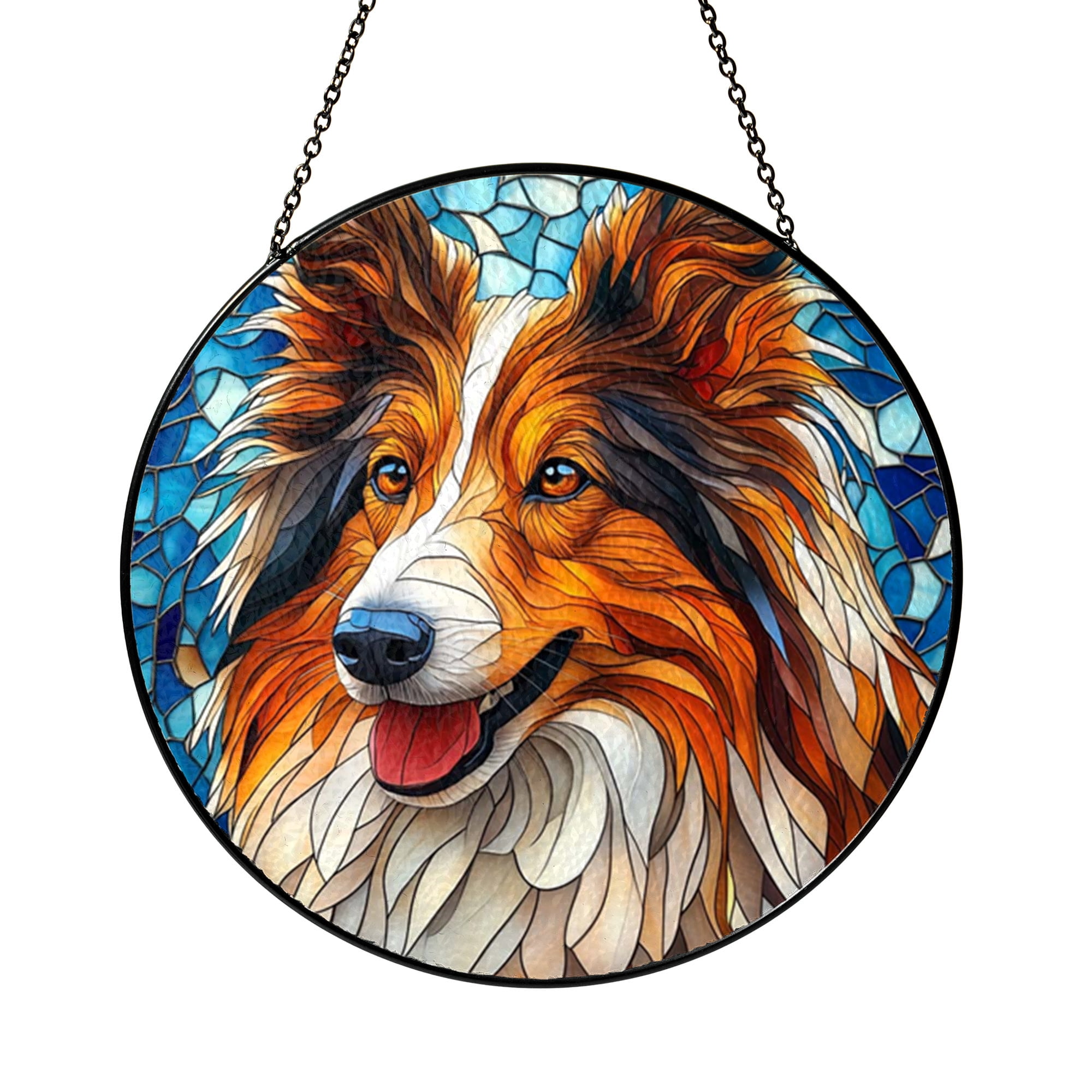Canine Theme Stained Glass Style Window Suncatcher, Decorative Dog Art ...