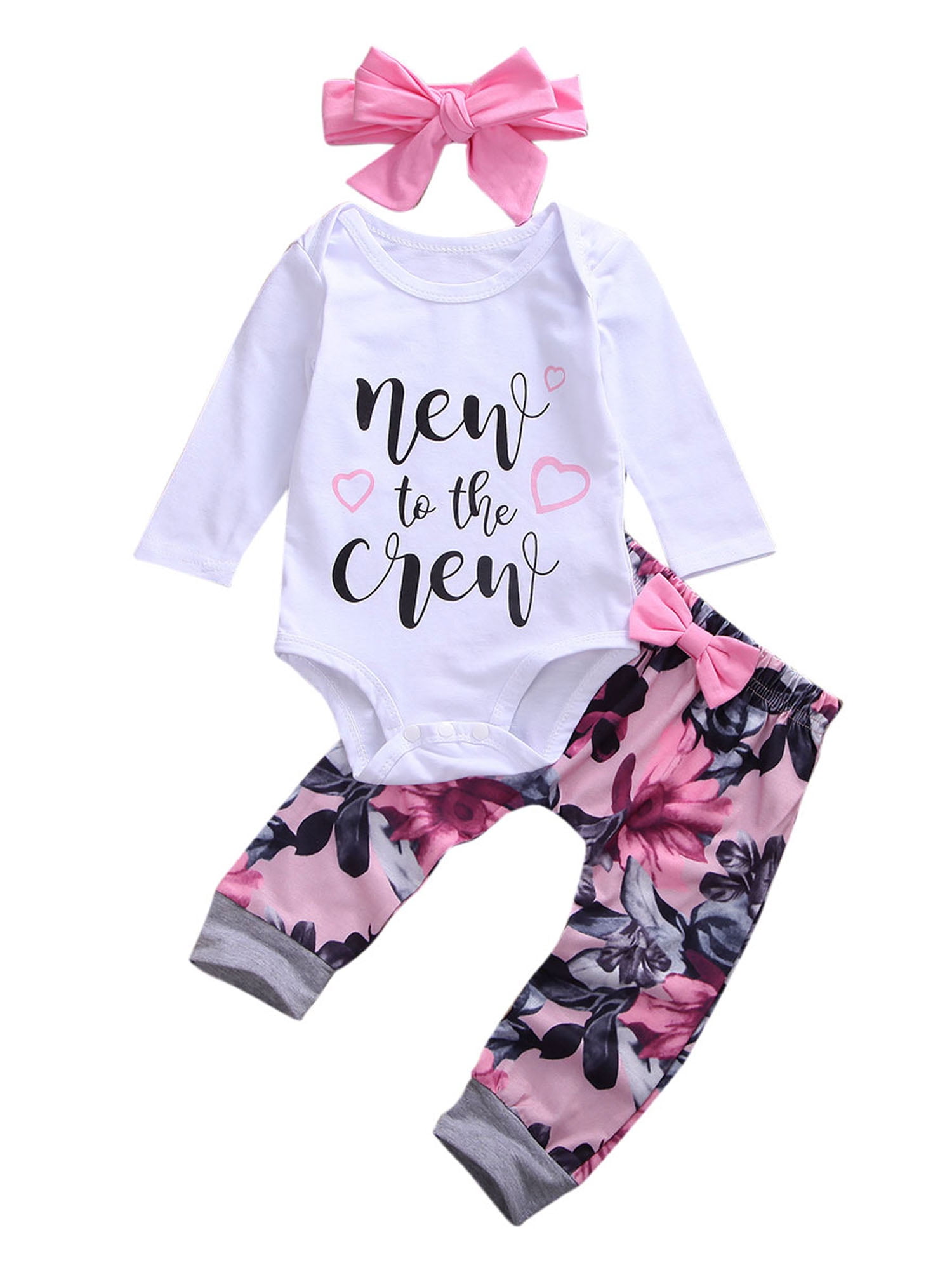 Canis 3PCS Newborn Baby Girl Cotton Clothes Romper+Floral Pants+Headwear Outfit Set - Walmart.com