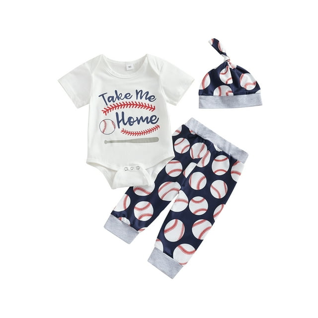 Canis Baby Boy Cotton Top Bodysuit Romper Pants Hat, 3-Piece Set, Sizes ...