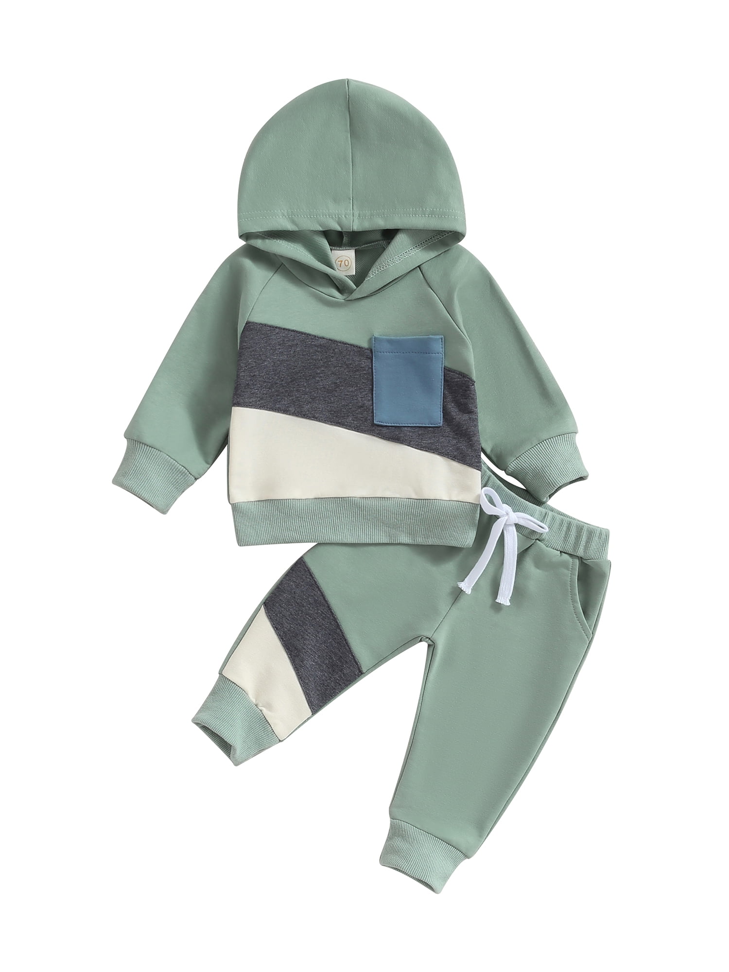 Canis Baby Boy Fall Clothing Set: Long Sleeve Contrast Color Hoodie ...