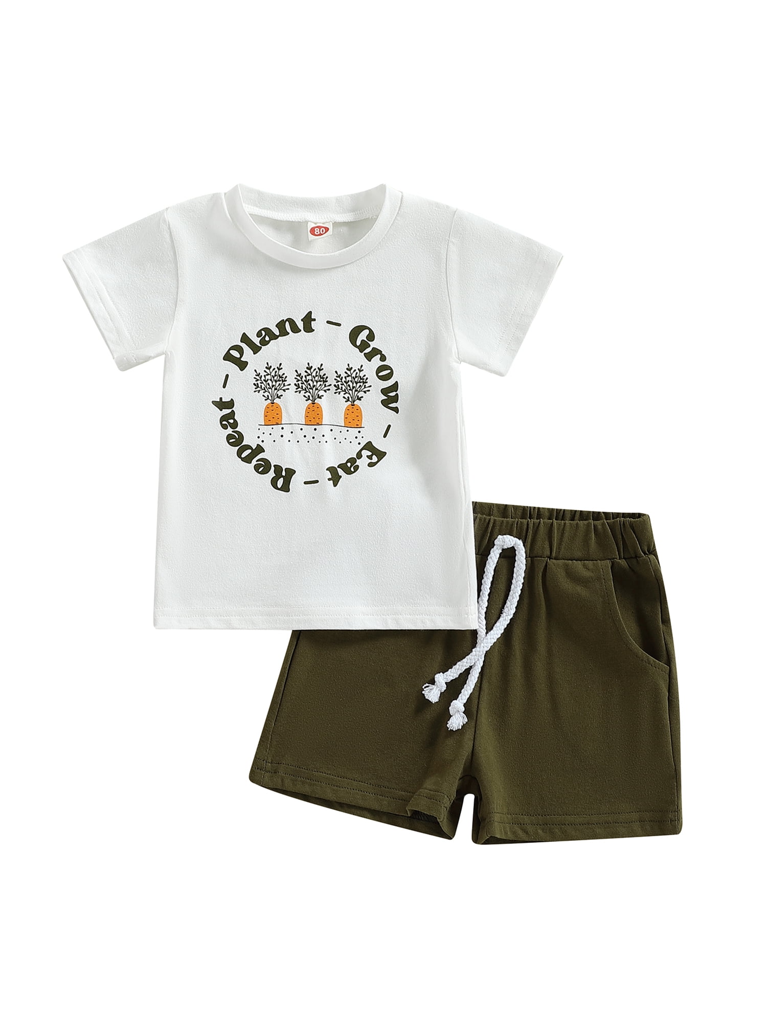 Canis Boys' Summer Outfits with Letter Print T-shirt and Elastic Shorts ...