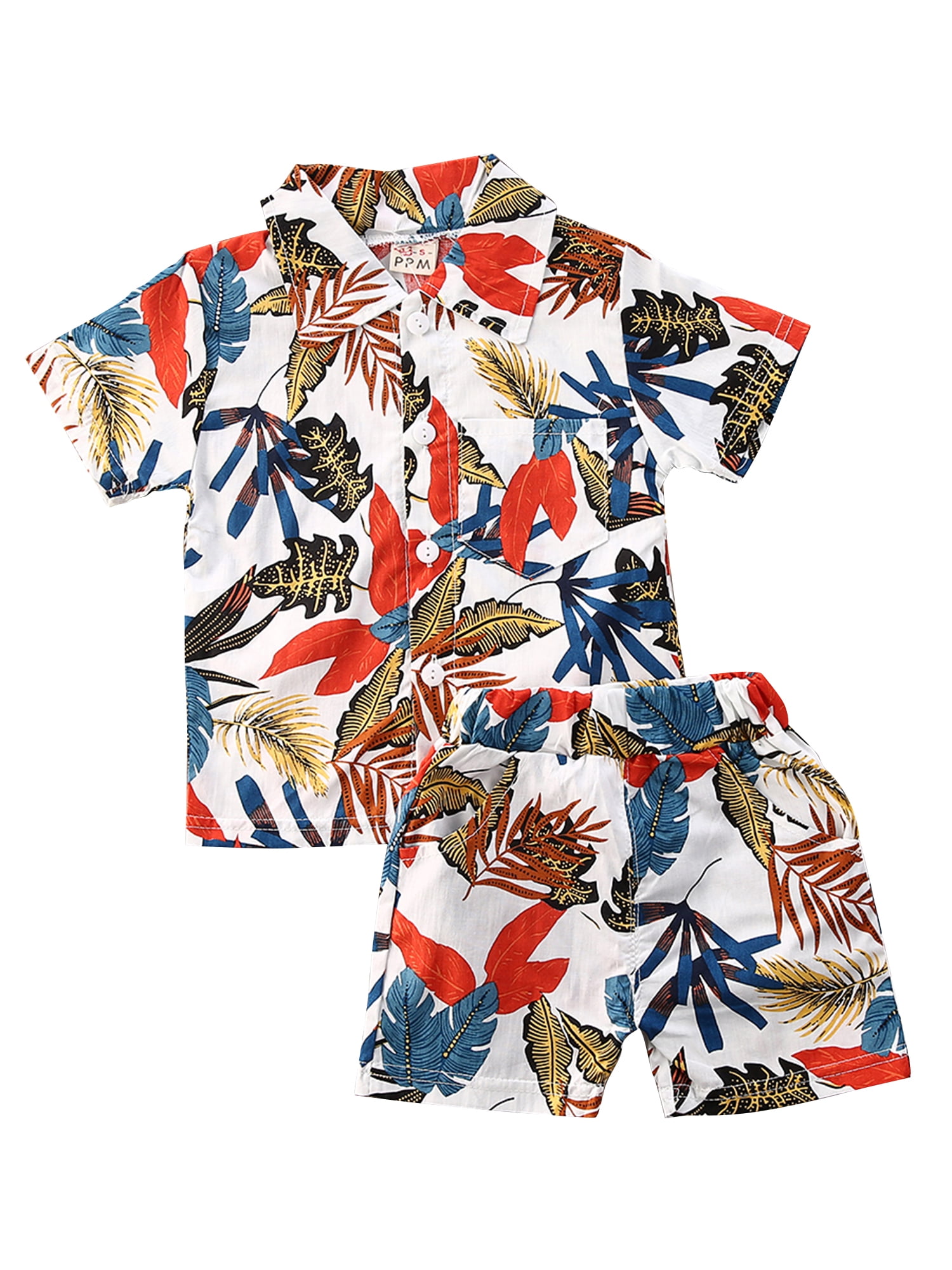 Canis Boys Summer Set Short Sleeve Turn-down Collar Shirt Shorts ...