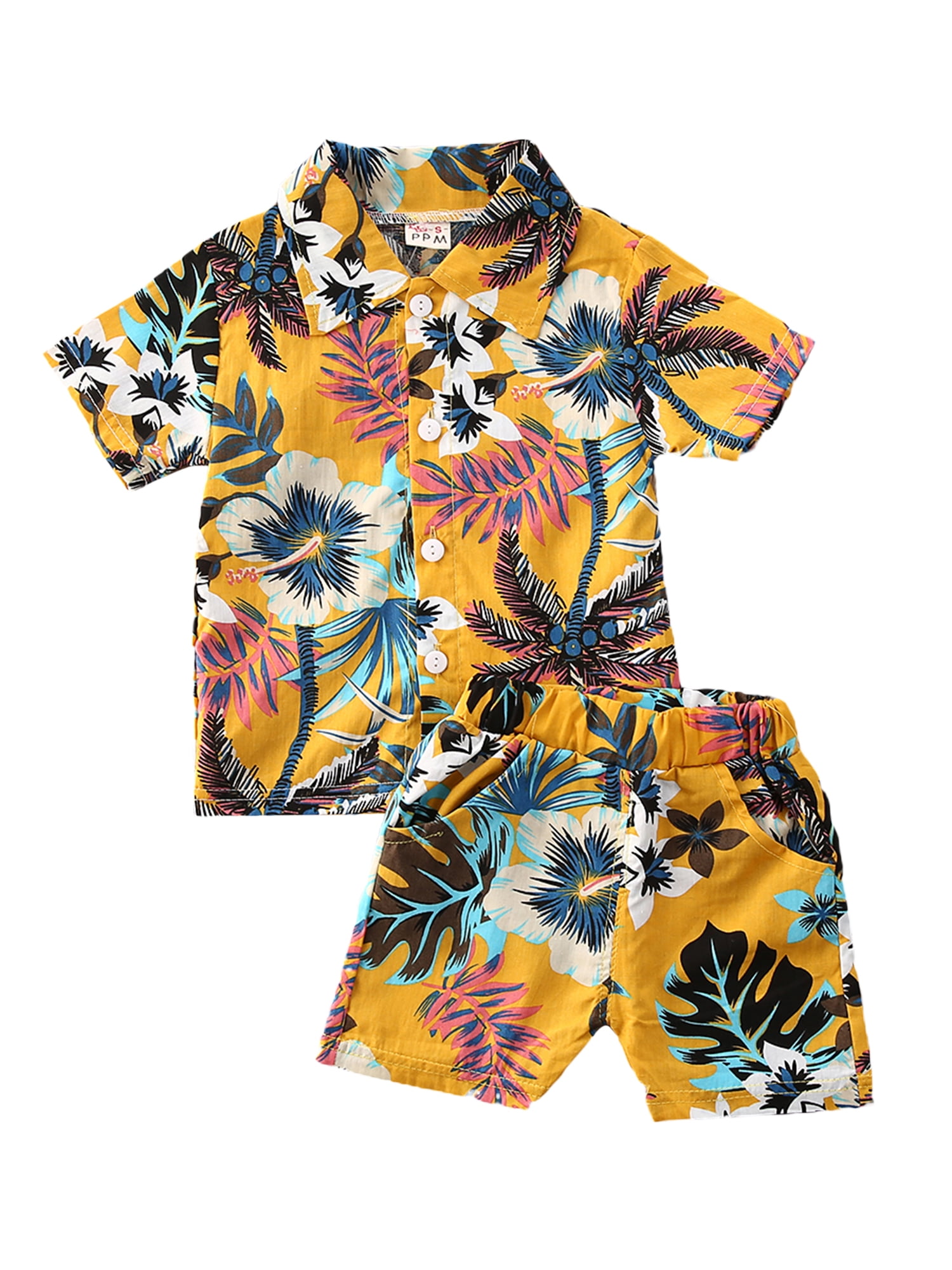 Canis Boys Summer Set Short Sleeve Turn-down Collar Shirt Shorts ...