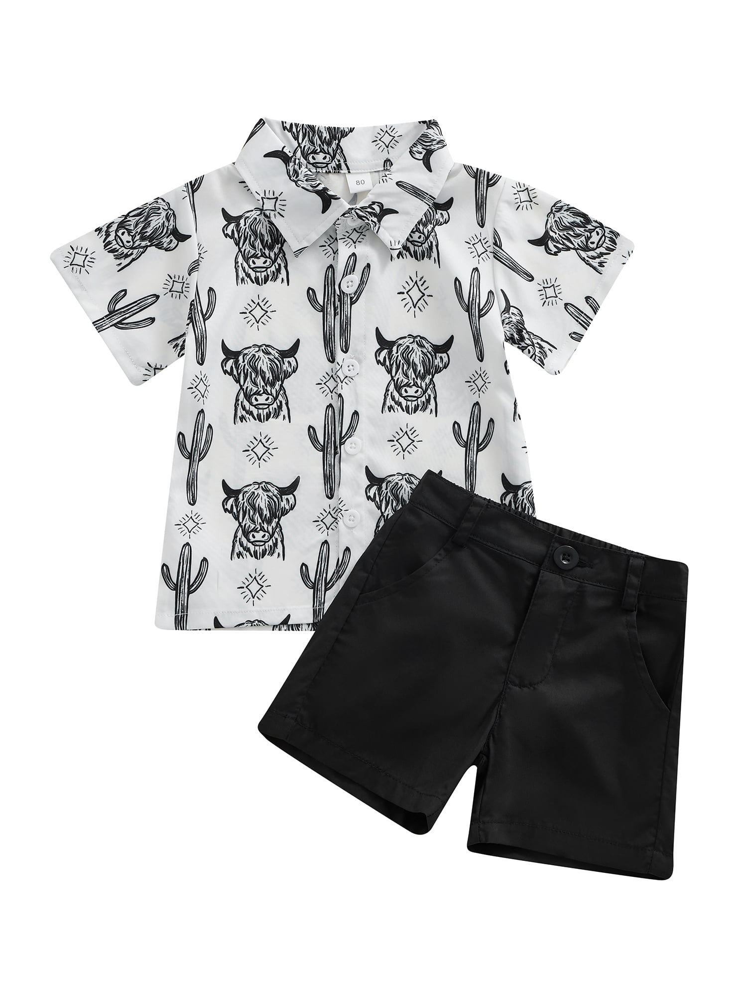 Canis Cute Cactus Print Toddler Boys Outfits for Summer with Short ...