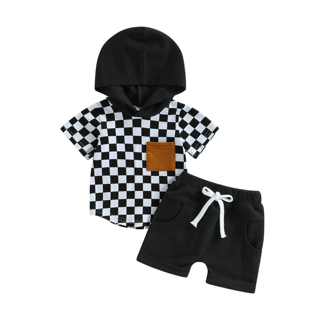 Canis Infant Boy Checkerboard Print Tops and Shorts for Summer Wear ...