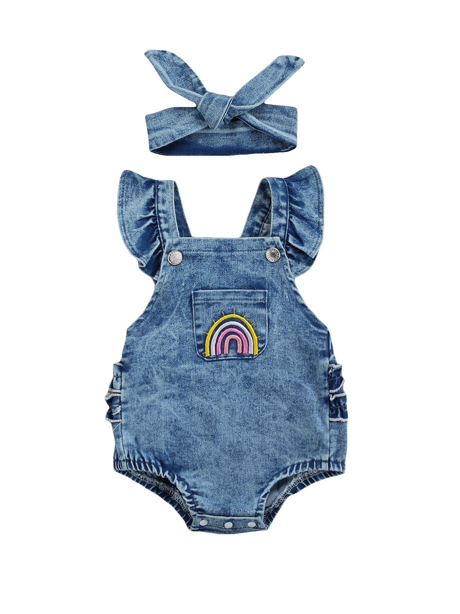 Canis Infant Newborn Baby Girl Denim Romper Sleeveless Strap Jumpsuit ...