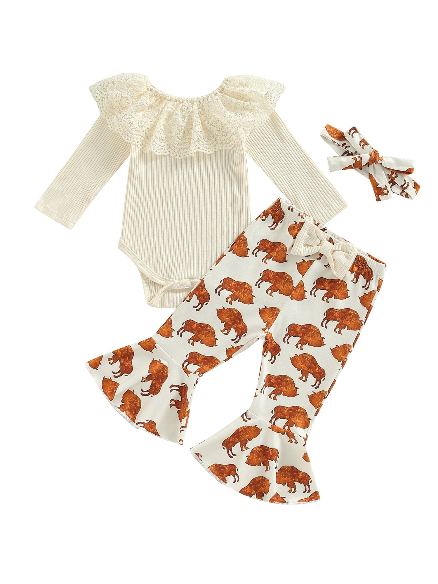 Canis Newborn Baby Girls Cotton Tops Romper Floral Pants 3Pcs Outfits Set Clothes - Walmart.com