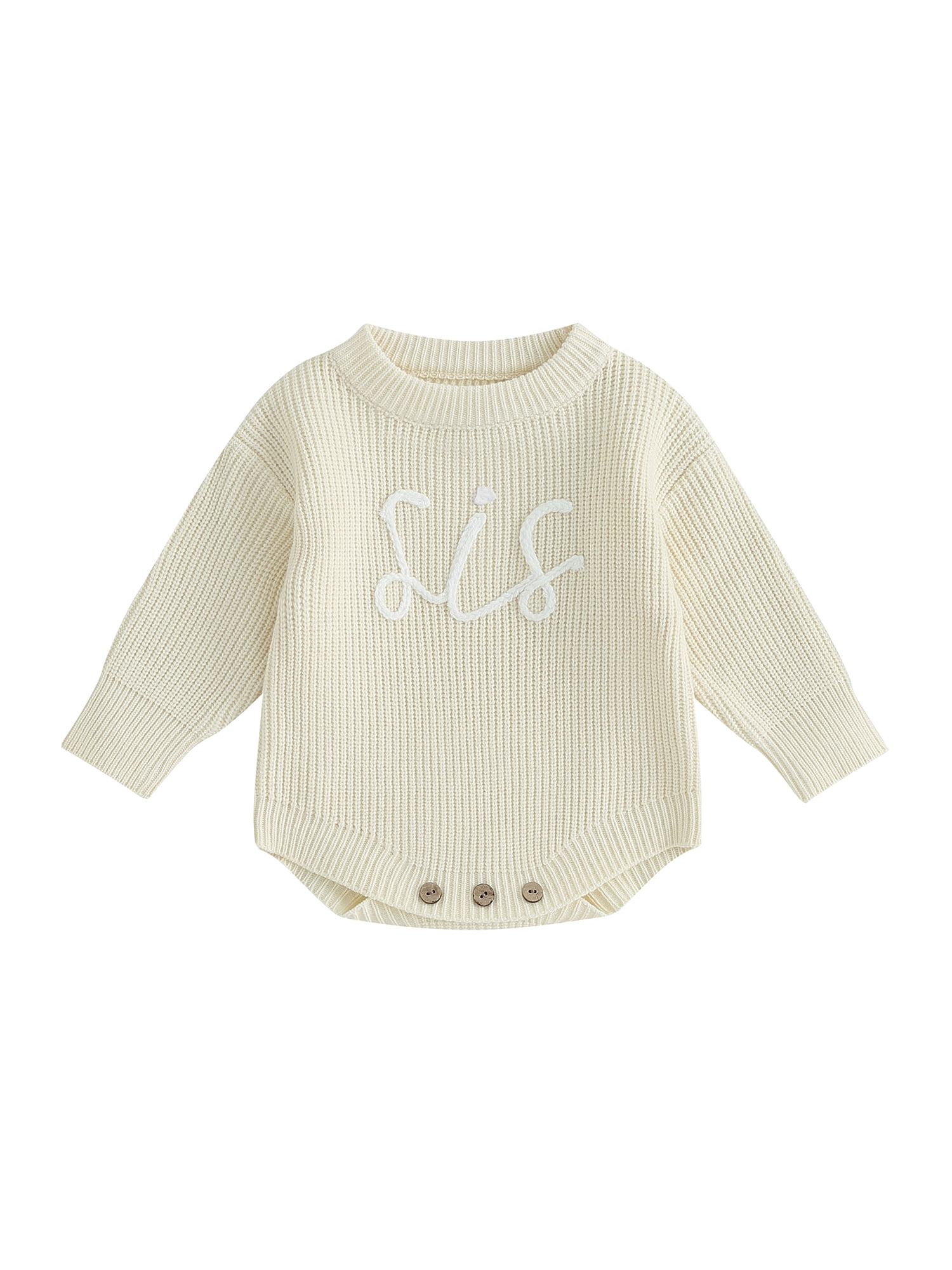 Canis Round Neck Baby Romper with Long Sleeves, Featuring Letter ...