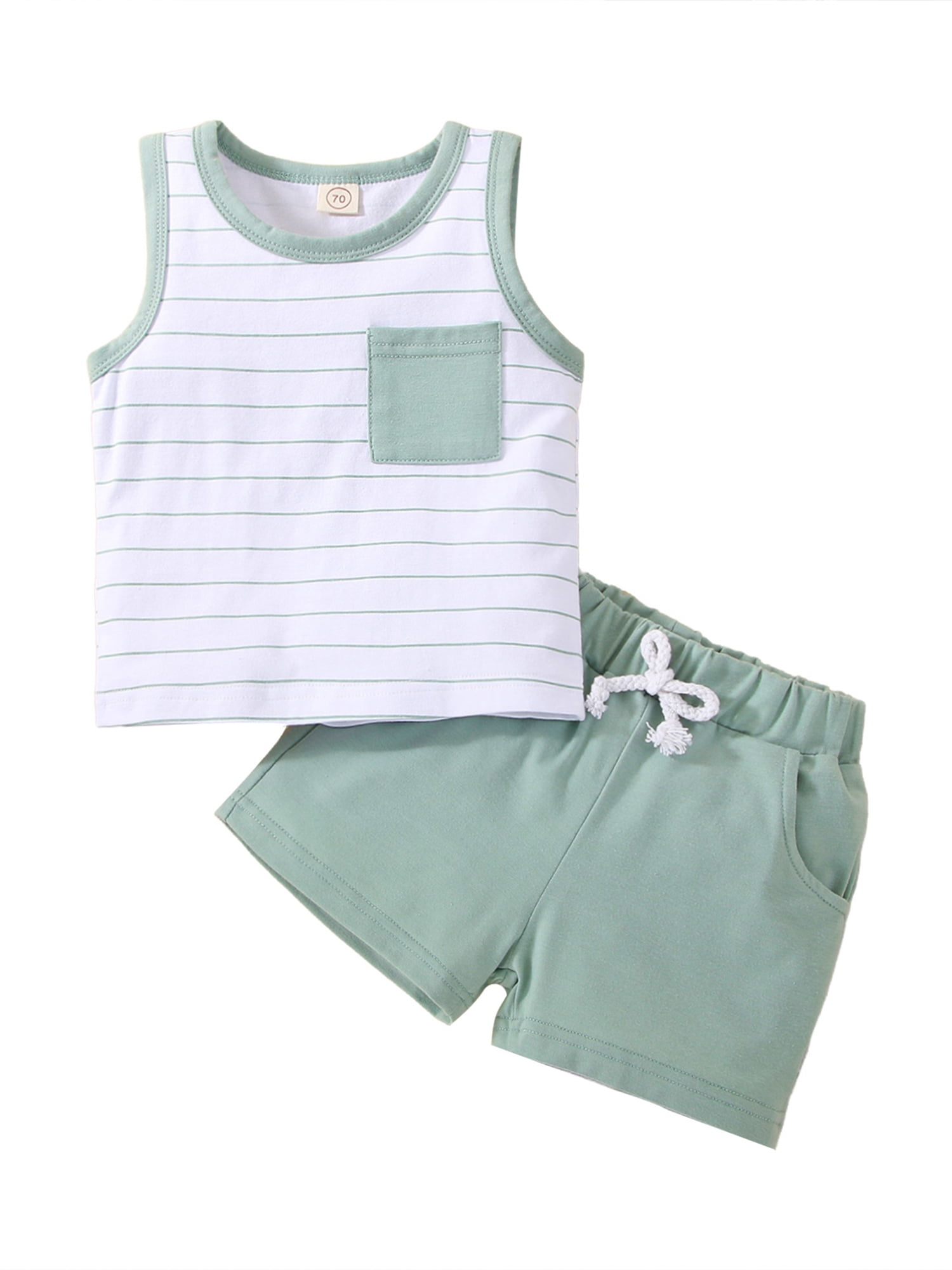 Canis Stylish Boy's Summer Attire: Stripe Crew Neck Tank Tops and ...