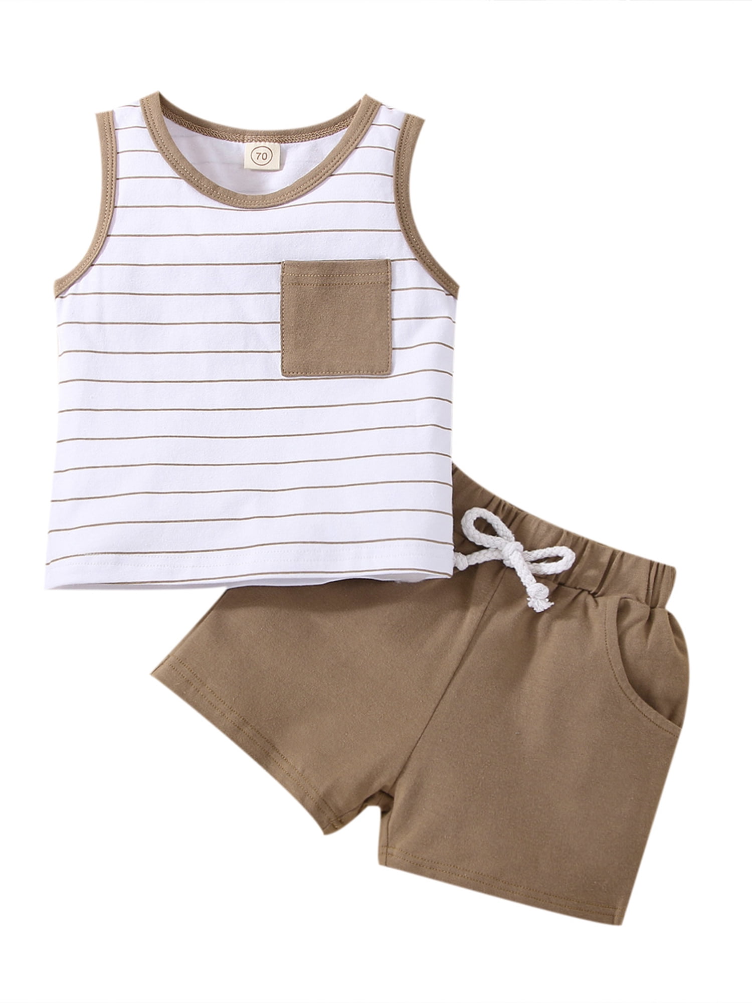 Canis Stylish Boy's Summer Attire: Stripe Crew Neck Tank Tops and ...