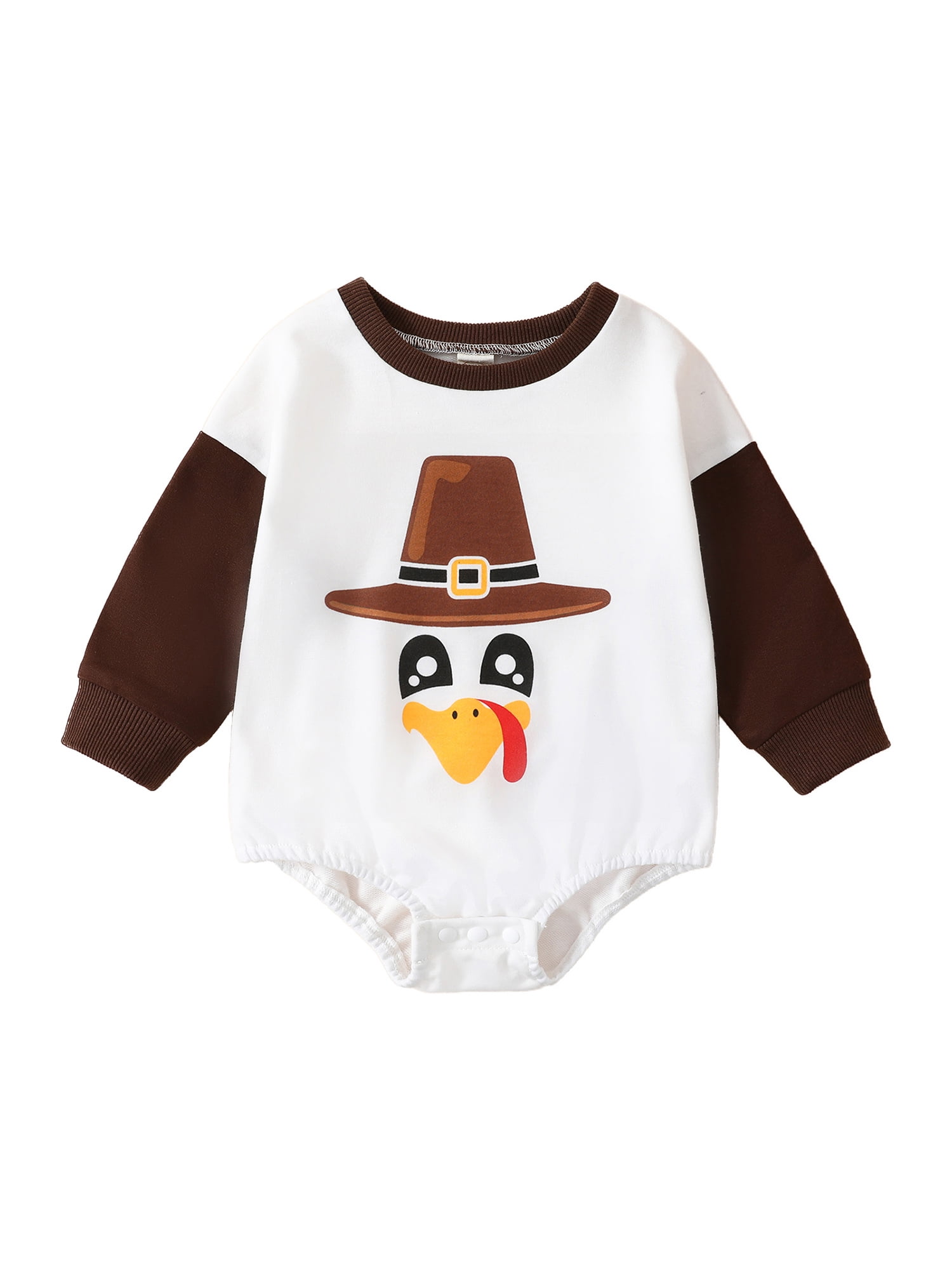 Canis Thanksgiving Jumpsuit with Cartoon Turkey Print for Baby Girl and ...