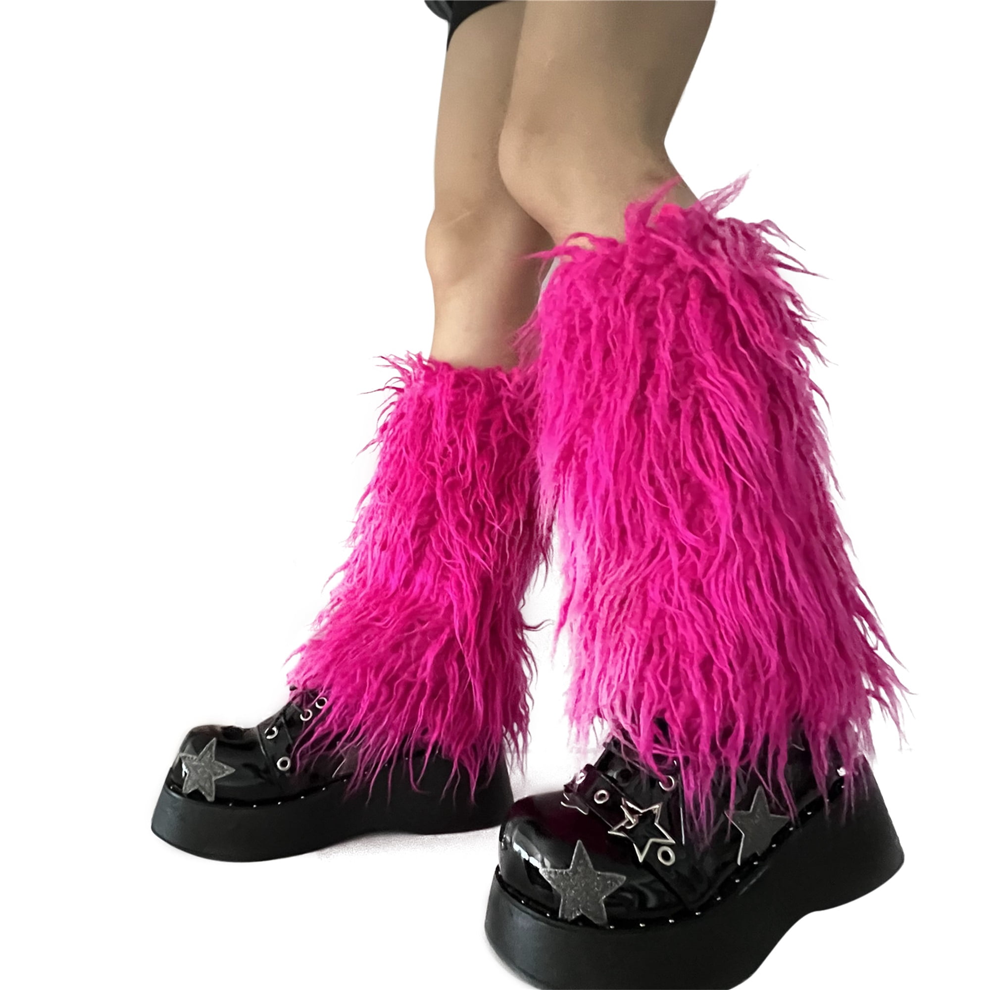 Canis Women's Faux Fur Leg Warmers Fuzzy Leg Warmers Furry Boot Covers ...