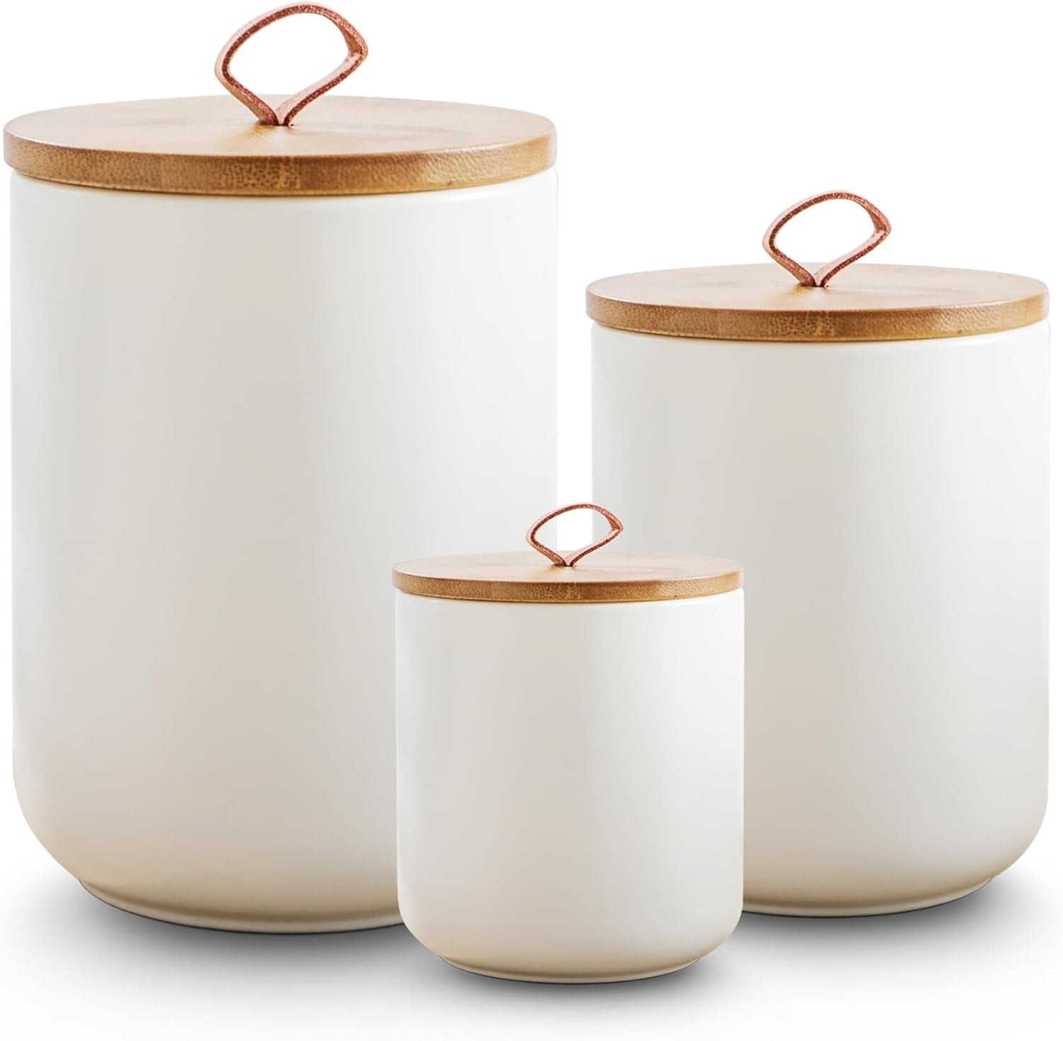 Canister Sets for Kitchen, Ceramic Container Set of 3 for Countertop ...