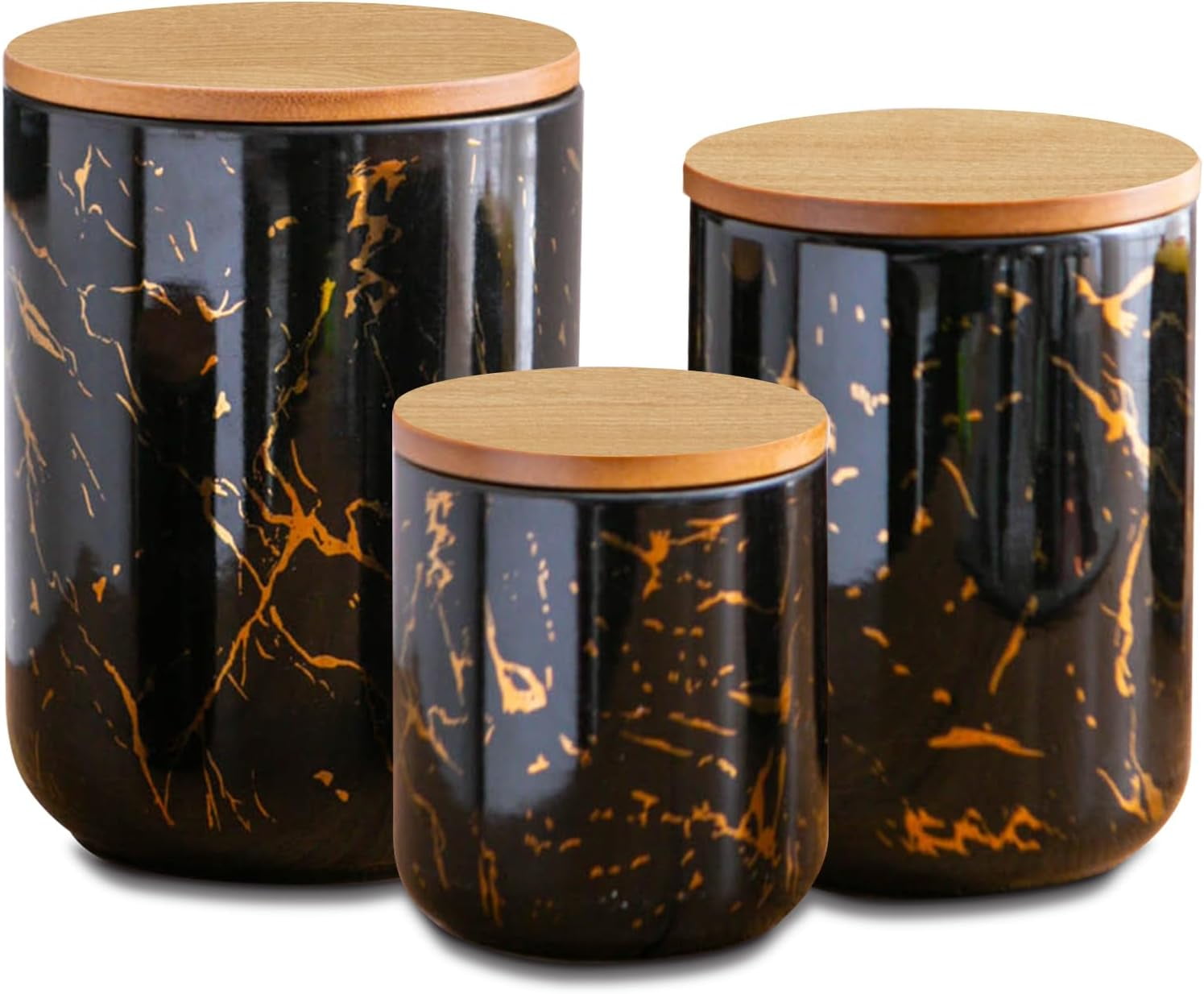 Canister Sets for Kitchen, Ceramic Container Set of 3 for Countertop ...