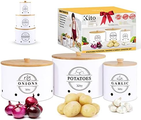 Canister Sets for Kitchen Counter with Wooden Bamboo Lids, Kitchen ...