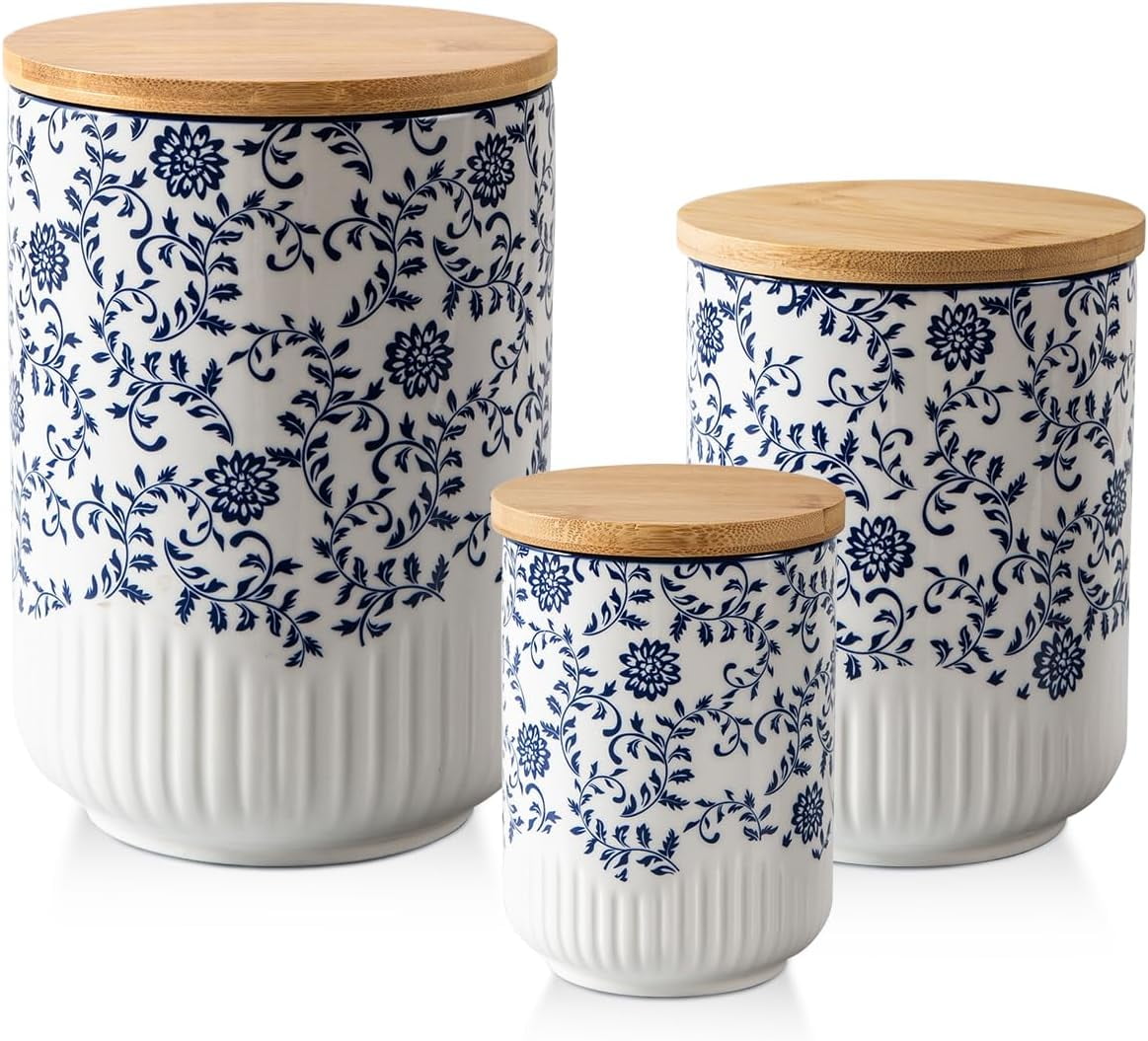 Canisters Sets for Kitchen - Ceramic Kitchen Containers for Countertop ...