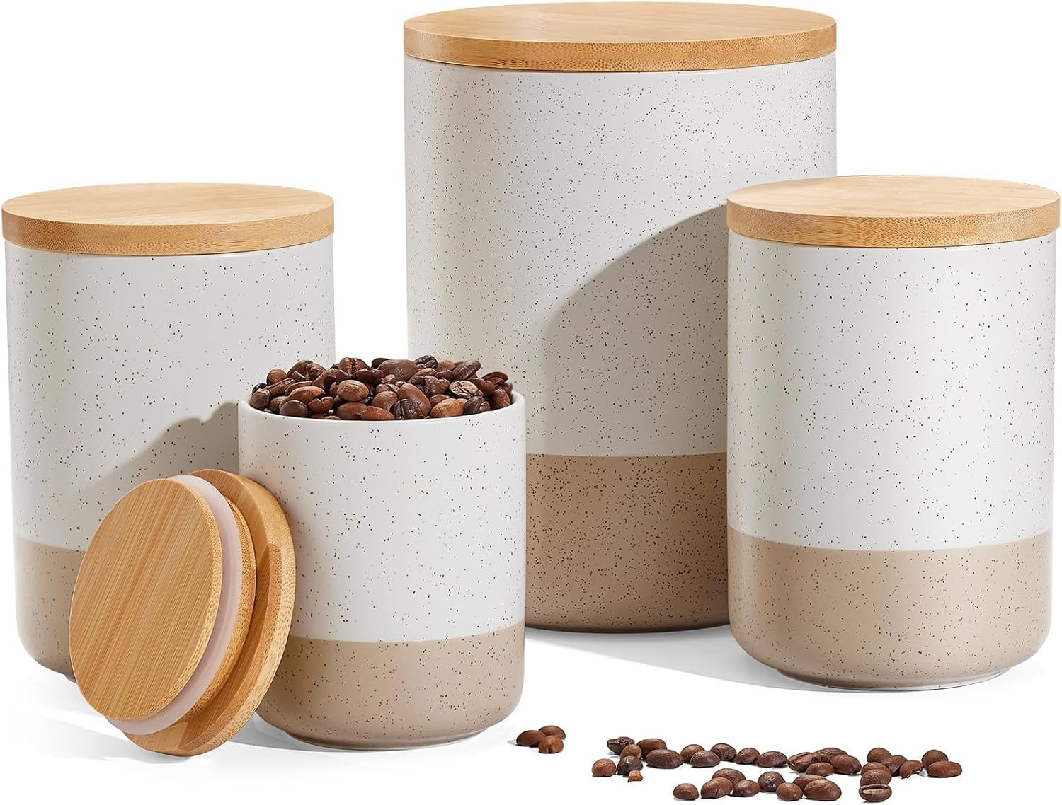 Canisters Sets for Kitchen Countertop-Set of 4 Ceramic Food Storage Jar ...