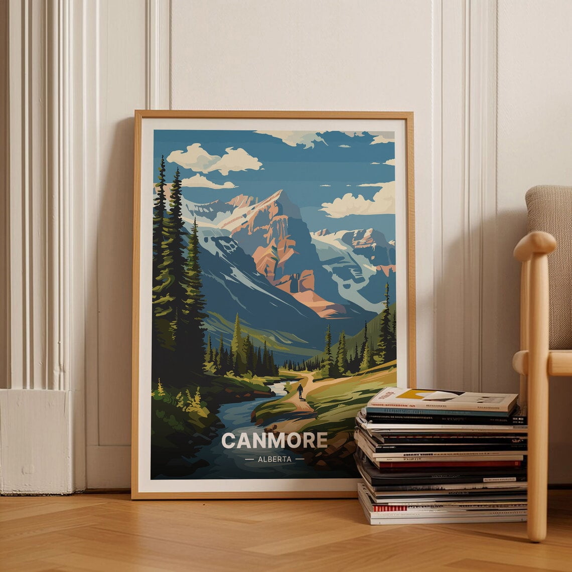 Canmore Alberta Travel Poster, Minimalist Canada Wall Art, Scenic ...