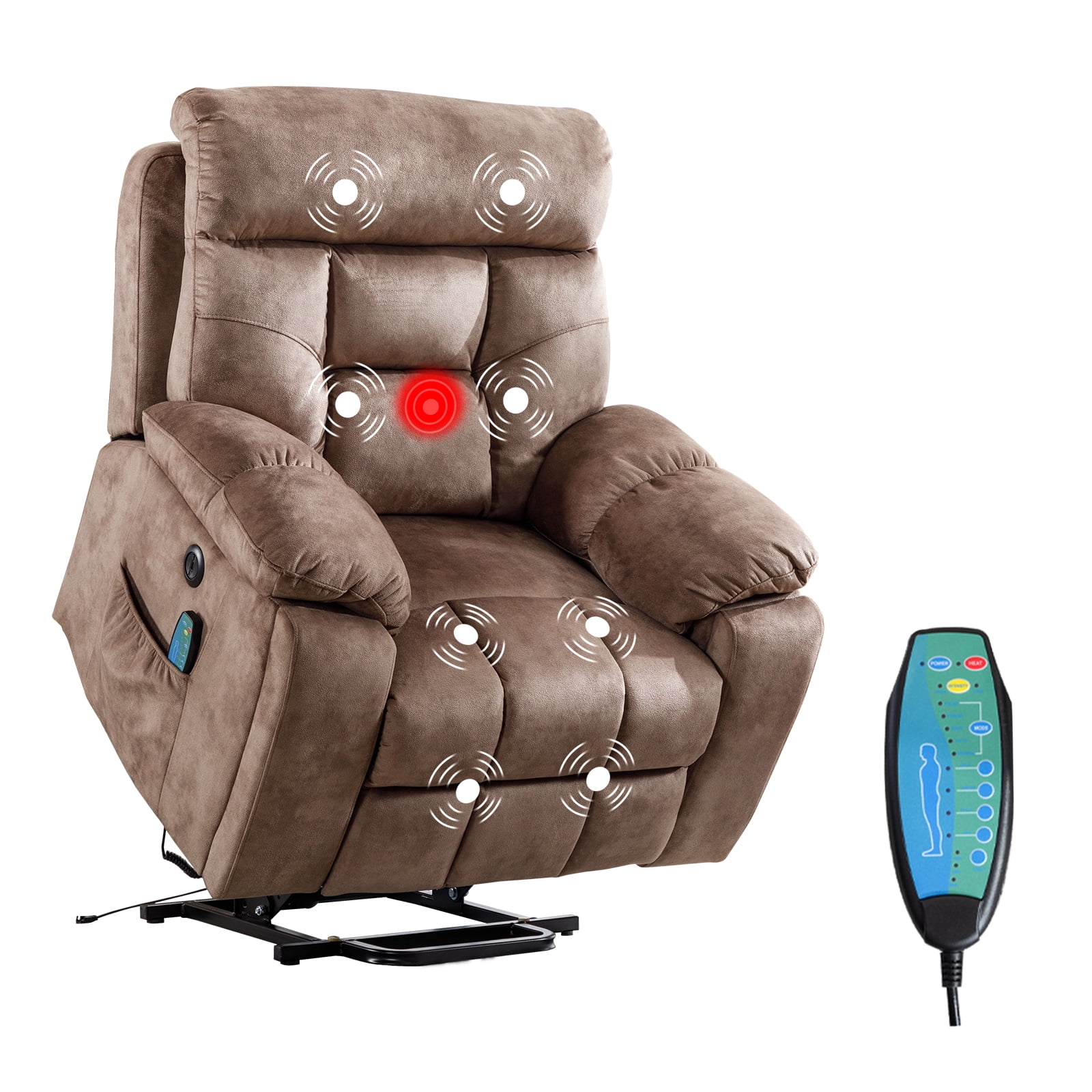 Canmov Large Power Lift Recliner Chair with Massage and Heat for ...