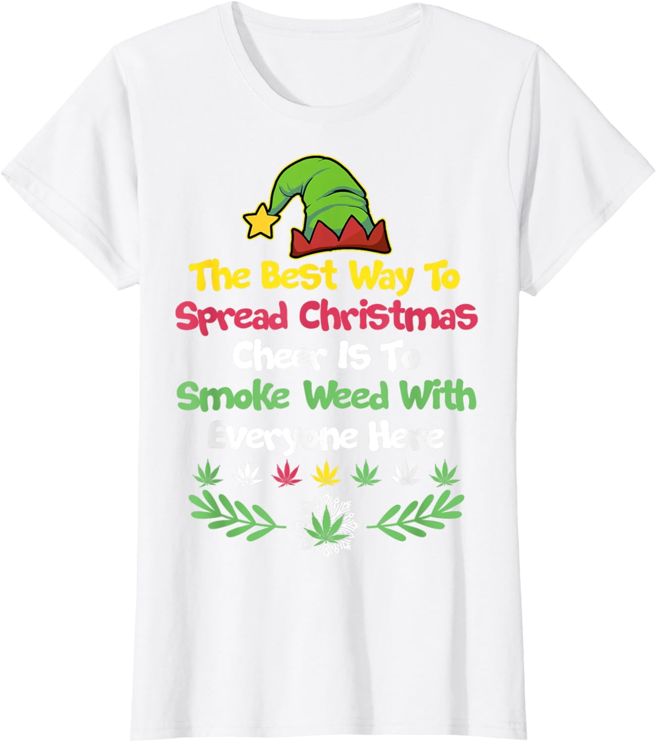 Cannabis Christmas Cheer Elf Funny Holiday Marijuana T-Shirt - Walmart.com