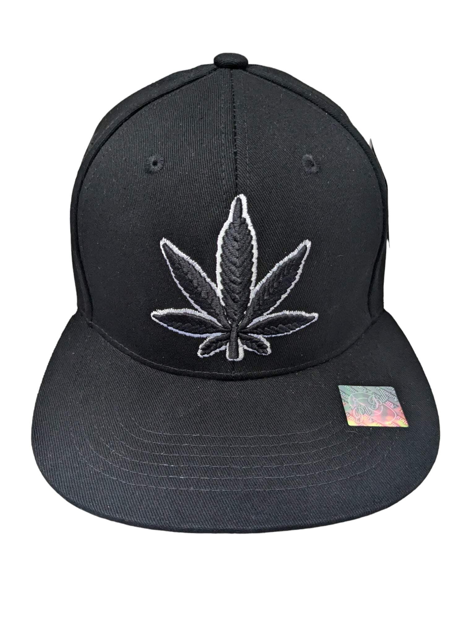 Cannabis Marijuana Leaf Embroidered Black/White Shadow Flat Bill ...