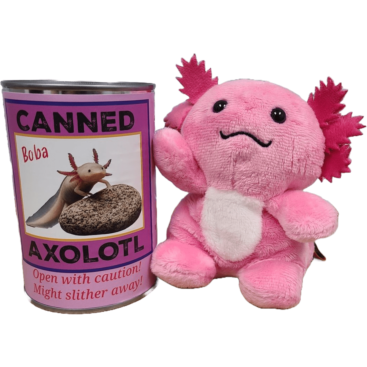 Canned Axolotl - Pink 5" Plush Axolotl in a Tin Can with Jokes by ...