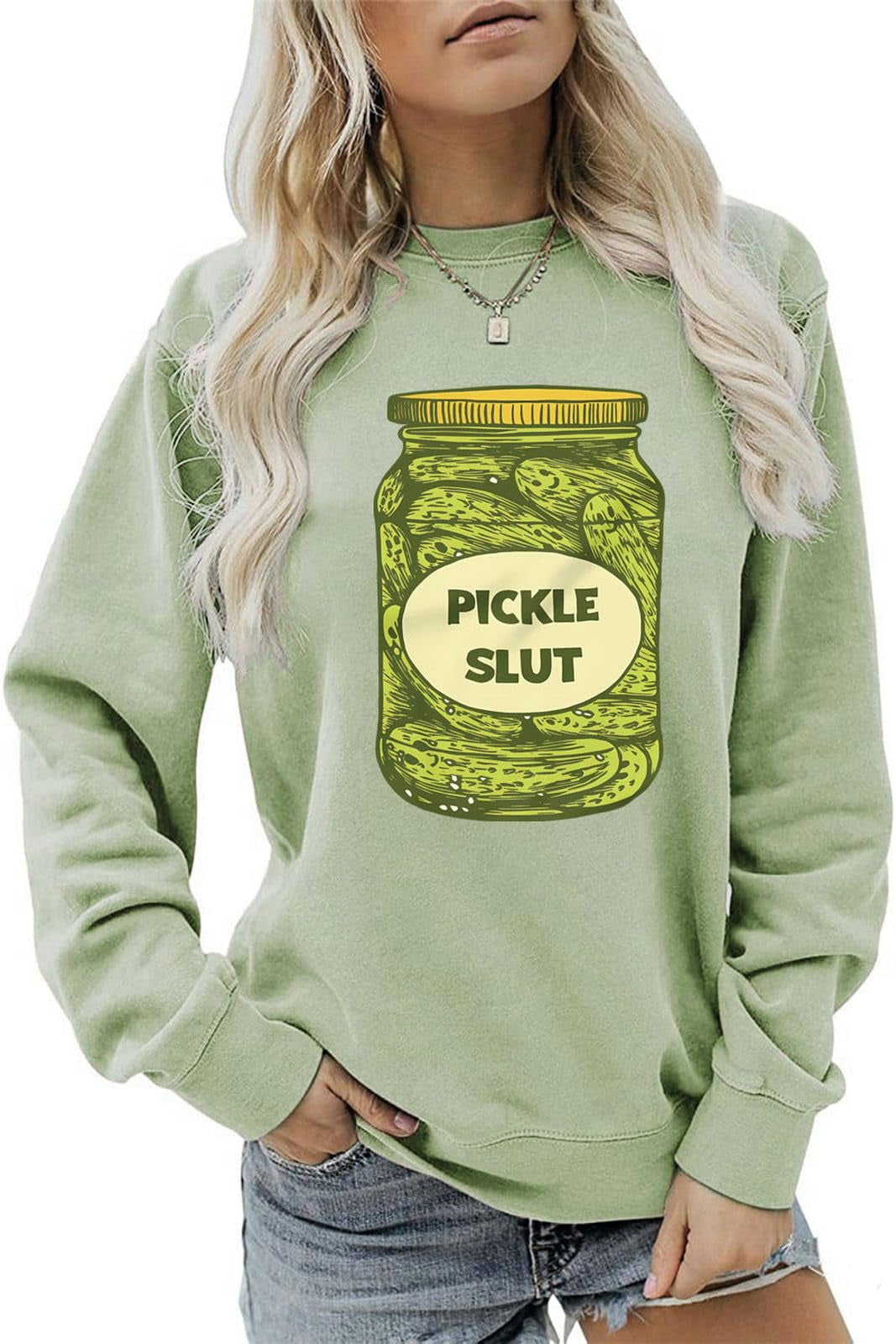 Canned Pickle Sweatshirt, Funny Fashion Top, Warm Pickle Jar Sweatshirt ...
