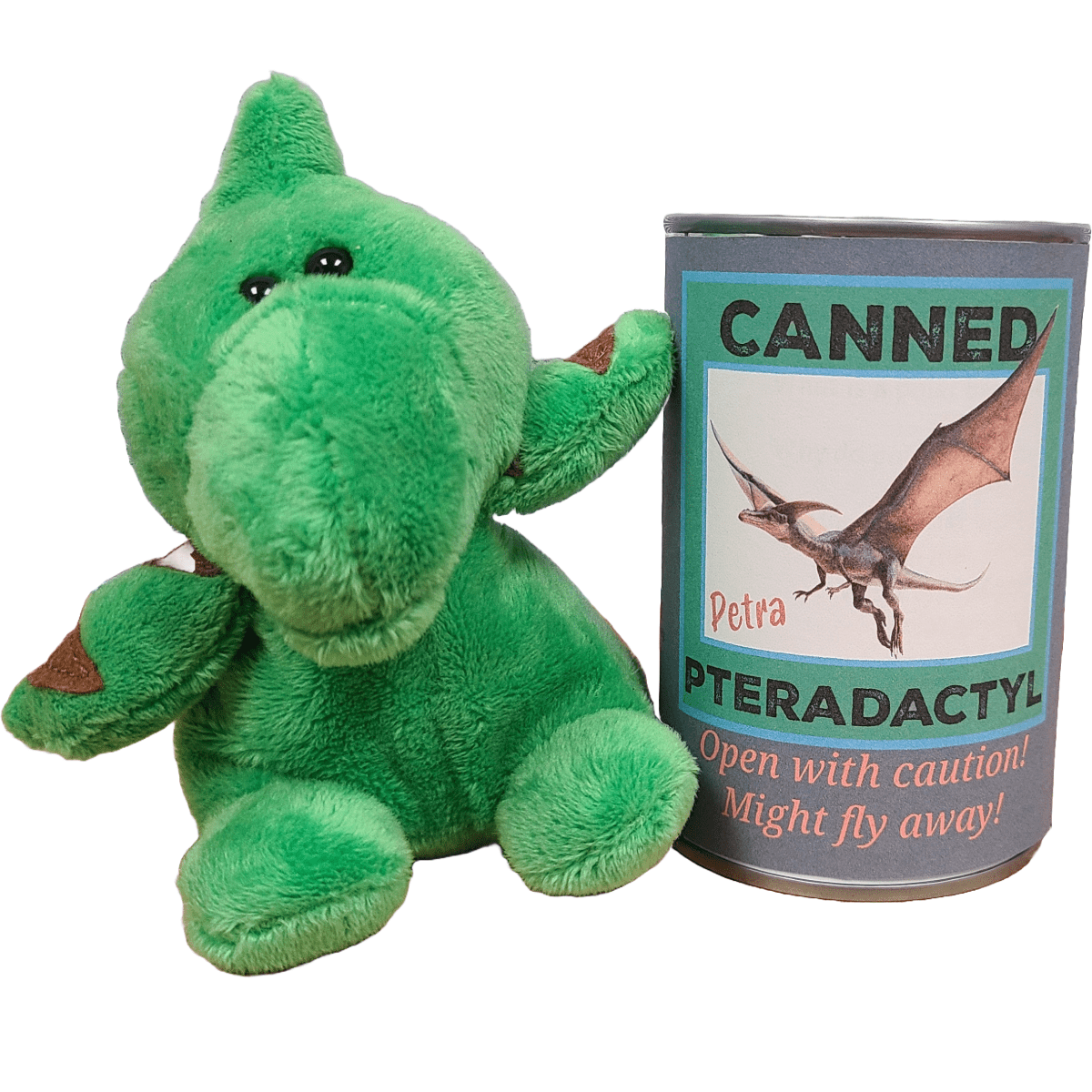 Canned Pteradactyl Dinosaur - Stuffed Animal Plush in Tin Can w/Jokes ...
