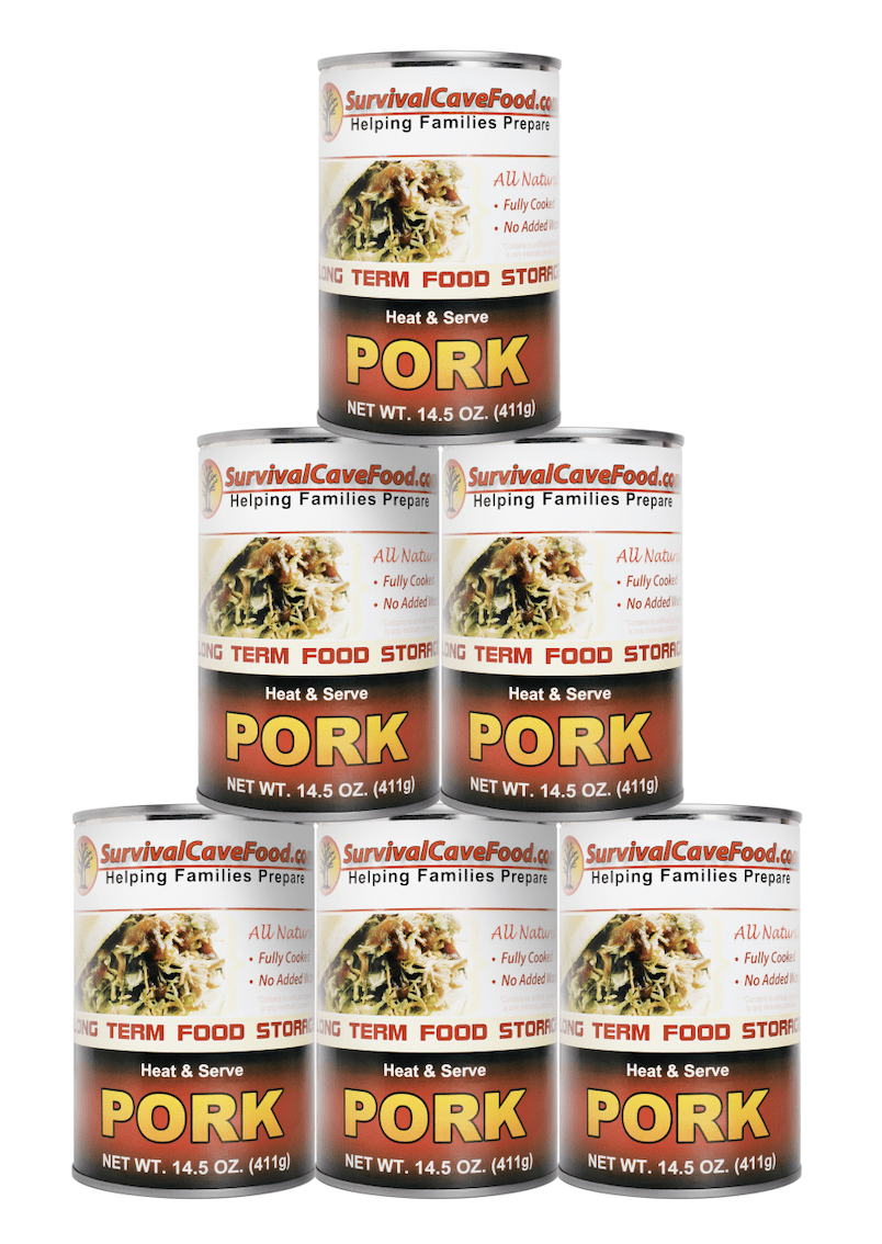 Canned pork food storage - half case, 6 cans/30 servings - 14.5 oz cans ...