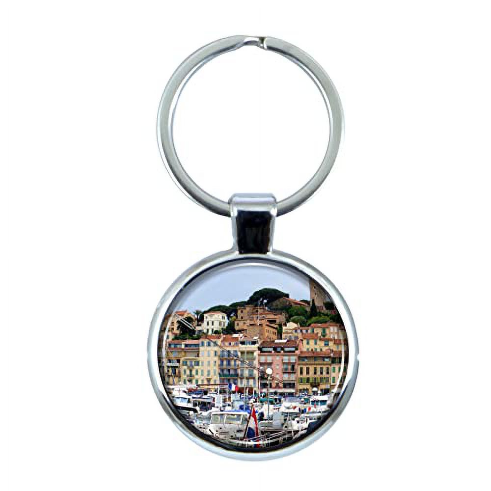 Cannes France Keychain with Epoxy Dome and Metal Keyring - Walmart.com